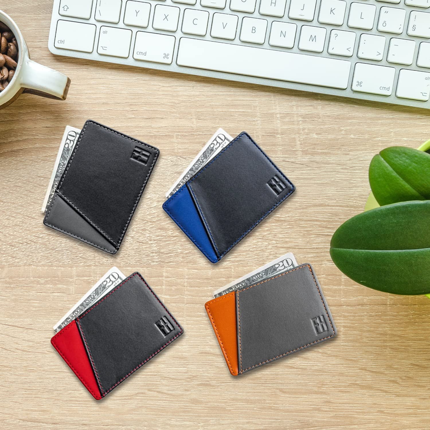 TRAHOO-F&H Minimalist Men‘s Card Holder in Genuine Top Grain Leather ...