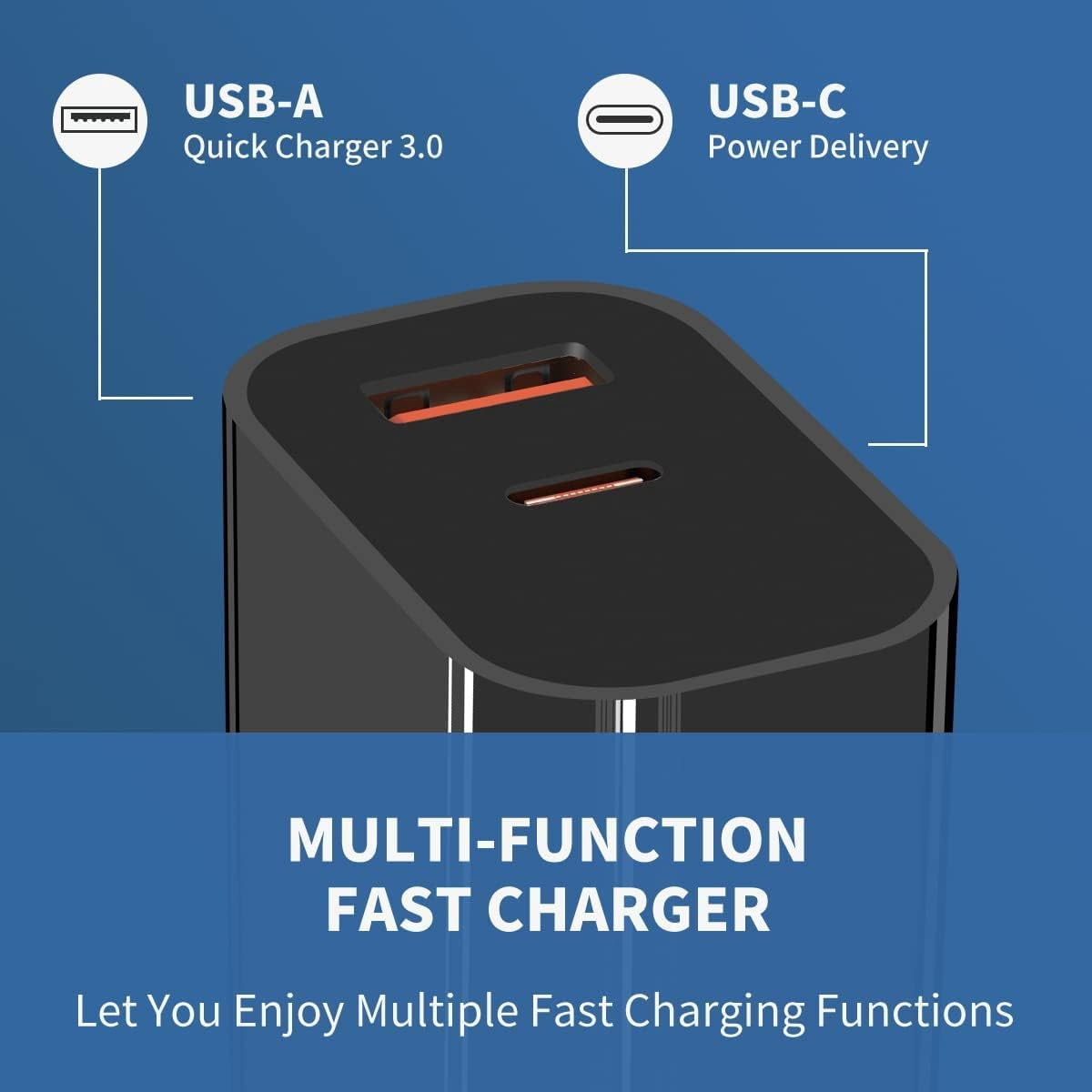 TRAHOO-Fast Charging Block 20W, 2 Pack USB C Wall Charger Block, Dual ...