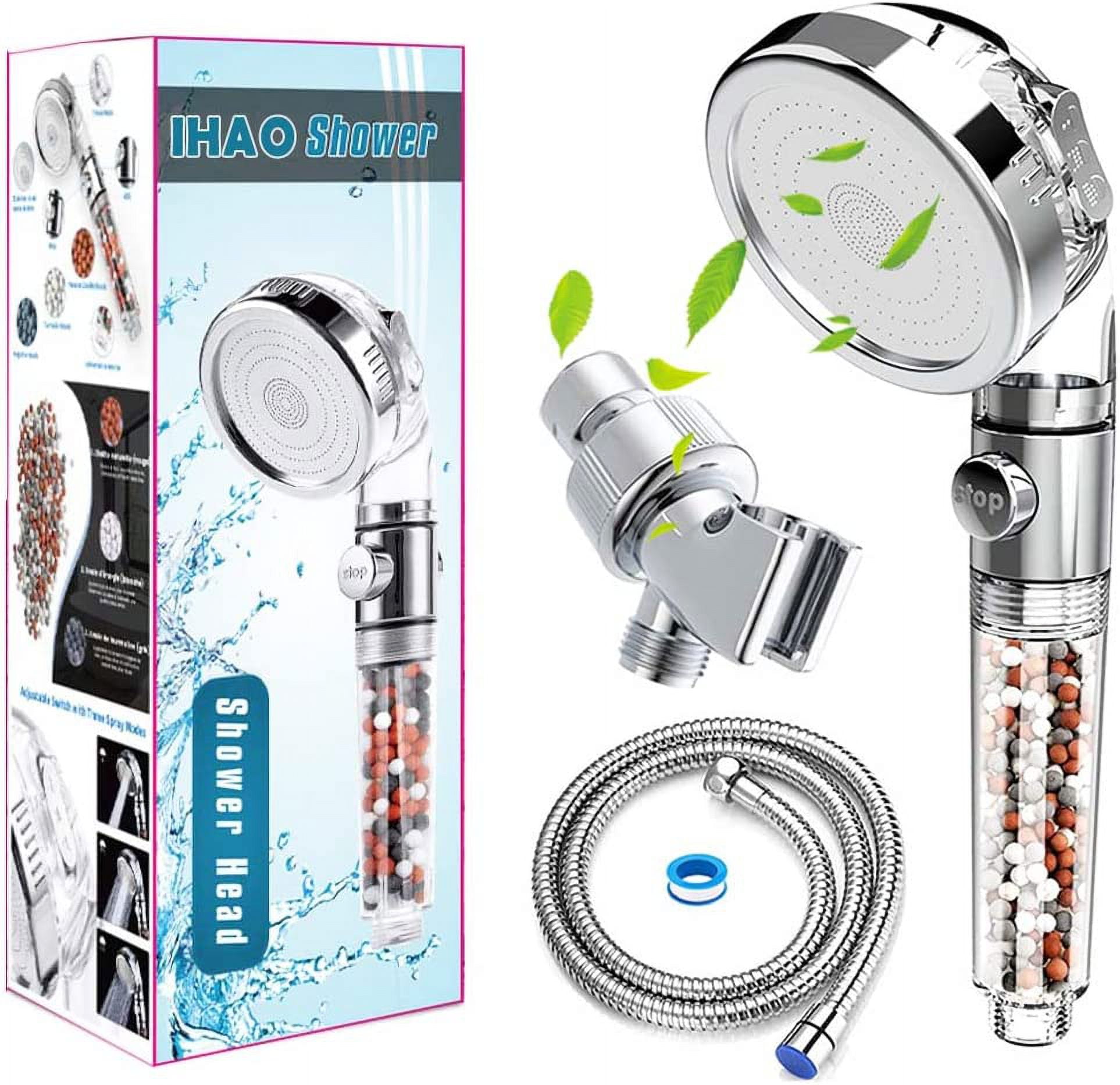 Trahoo Filter Showerhead With Bracket Metal Hose High Pressure Handheld