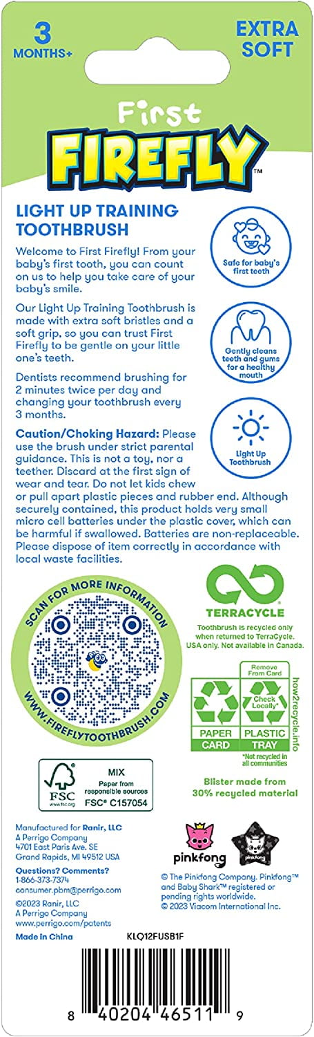 TRAHOO-First Firefly Training Light Up Toothbrush, Baby Shark, Yellow - Walmart.com