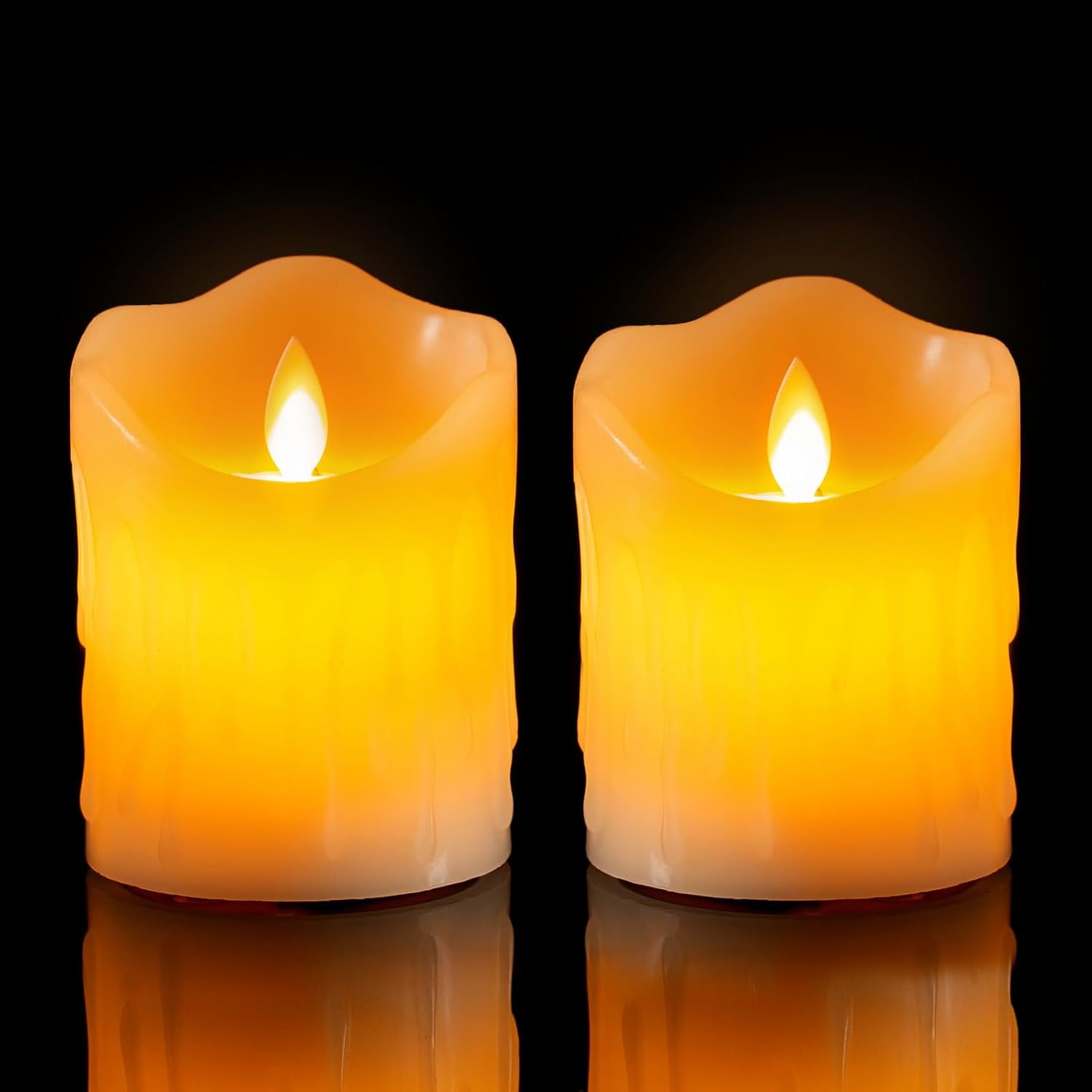 TRAHOO-Flameless Candles, 3 X 4'' Flameless Candles with Remote, 2 Set ...