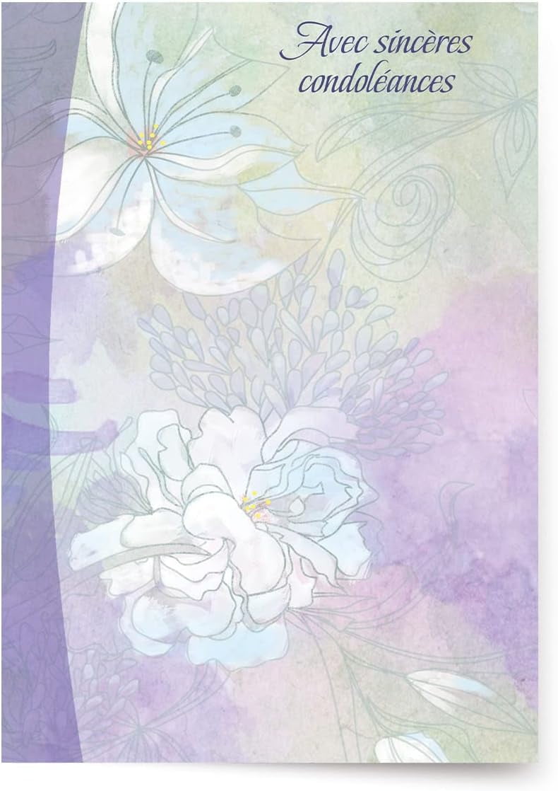 TRAHOO-French Language Sympathy Cards, Lilac Flowers (6 Cards with ...