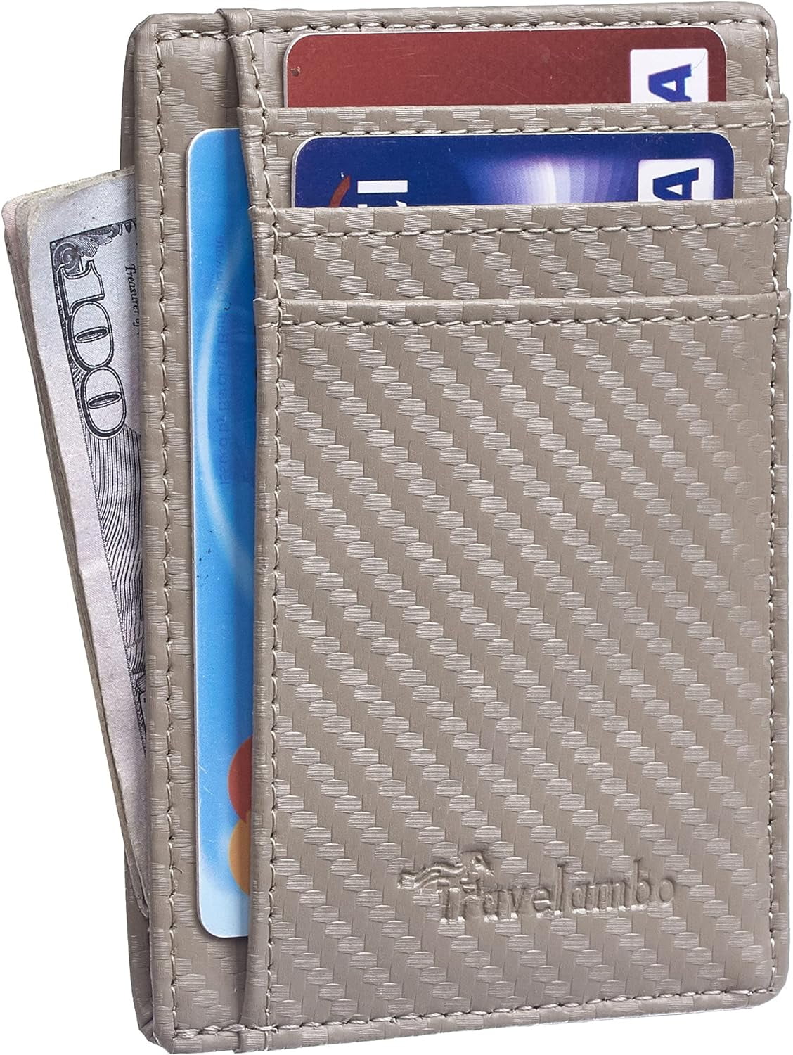 TRAHOO-Front Pocket Minimalist Leather Slim Wallet RFID Blocking Carbon ...