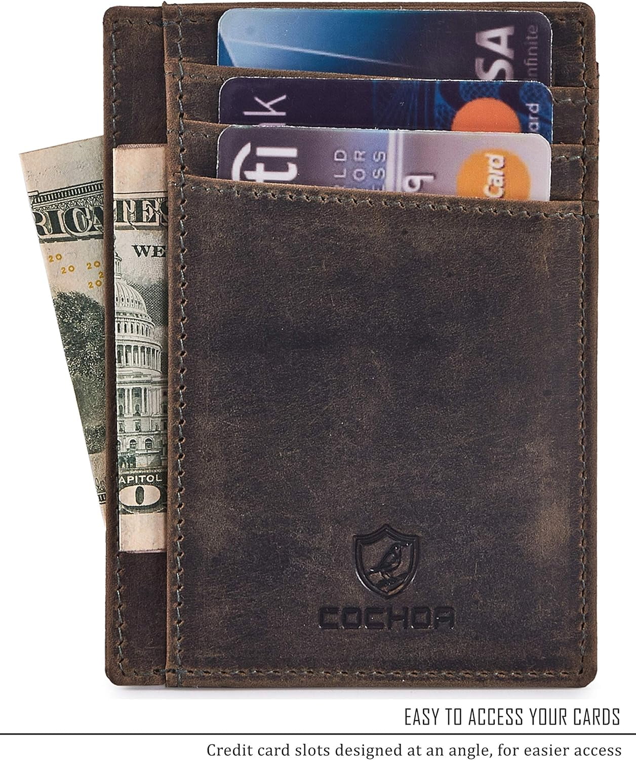 TRAHOO-Front Pocket Wallet for Men Women Slim Minimalist Real Leather ...