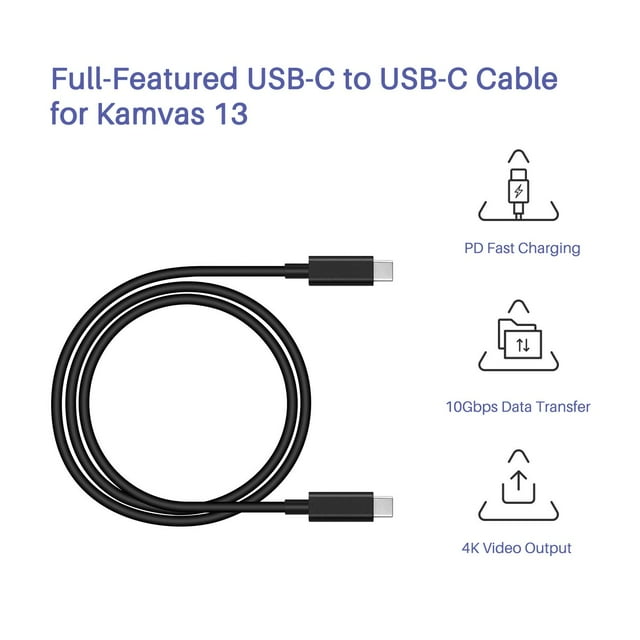 TRAHOO-Full-Featured USB-C to USB-C Cable for Kamvas 12/13/16/22/24/22 ...