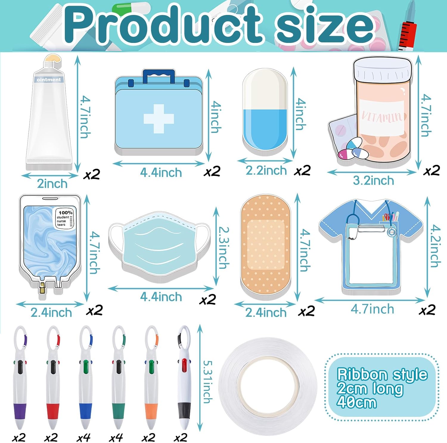 TRAHOO-Funny Nurse Sticky Notes Nurse Notepad with Pen Retractable ...