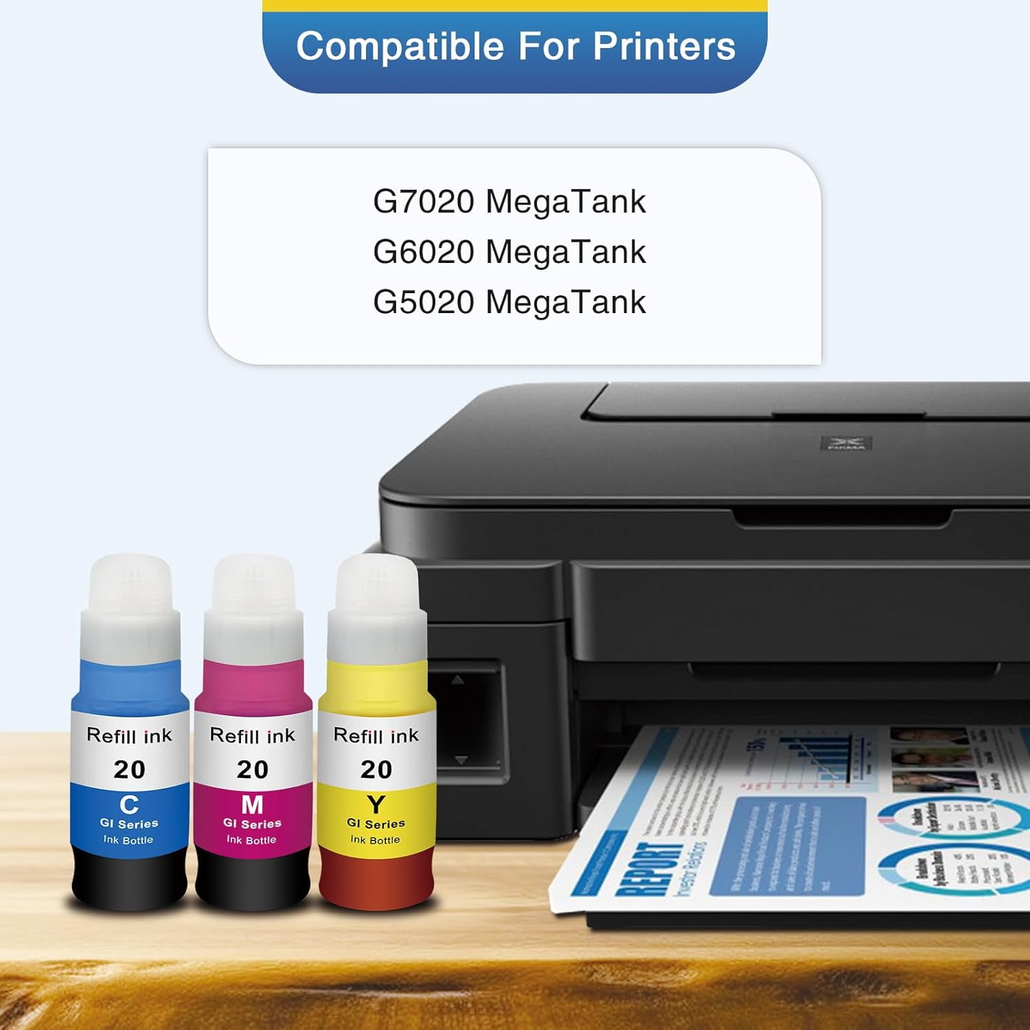 TRAHOO-GI-20 G7020 G6020 Color Ink Refill Bottles Compatible for Canon ...