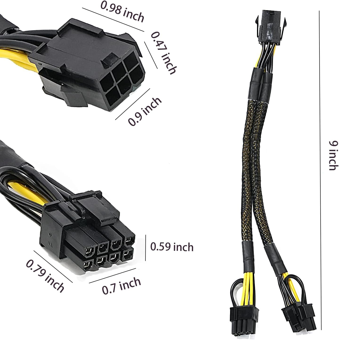 TRAHOO-GPU VGA PCIe 6 Pin Female to Dual 2X 8 Pin (6+2) Male PCI ...