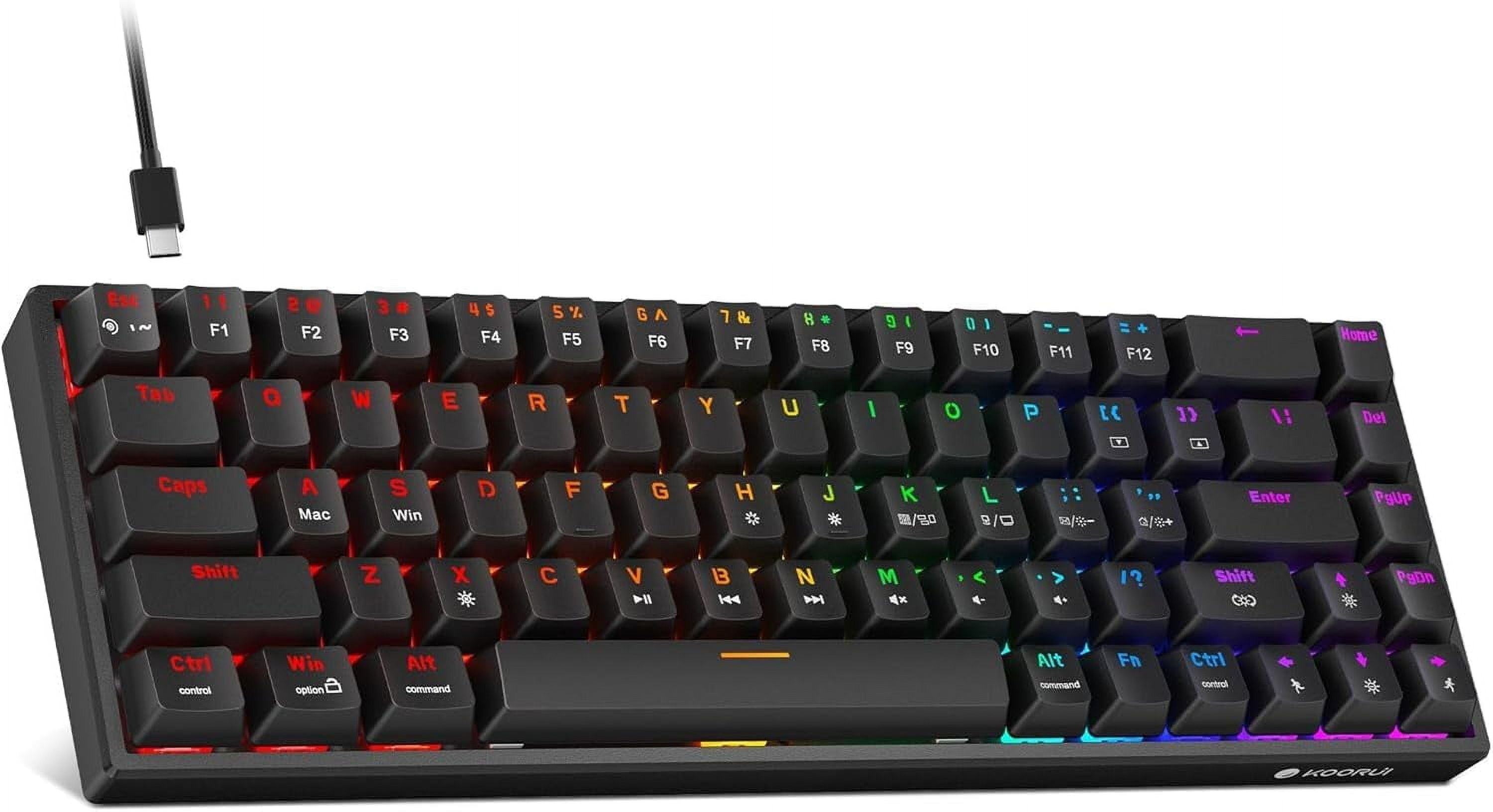 TRAHOO-Gaming Keyboard 60 Percent, Wired Ultra-Compact Mechanical ...