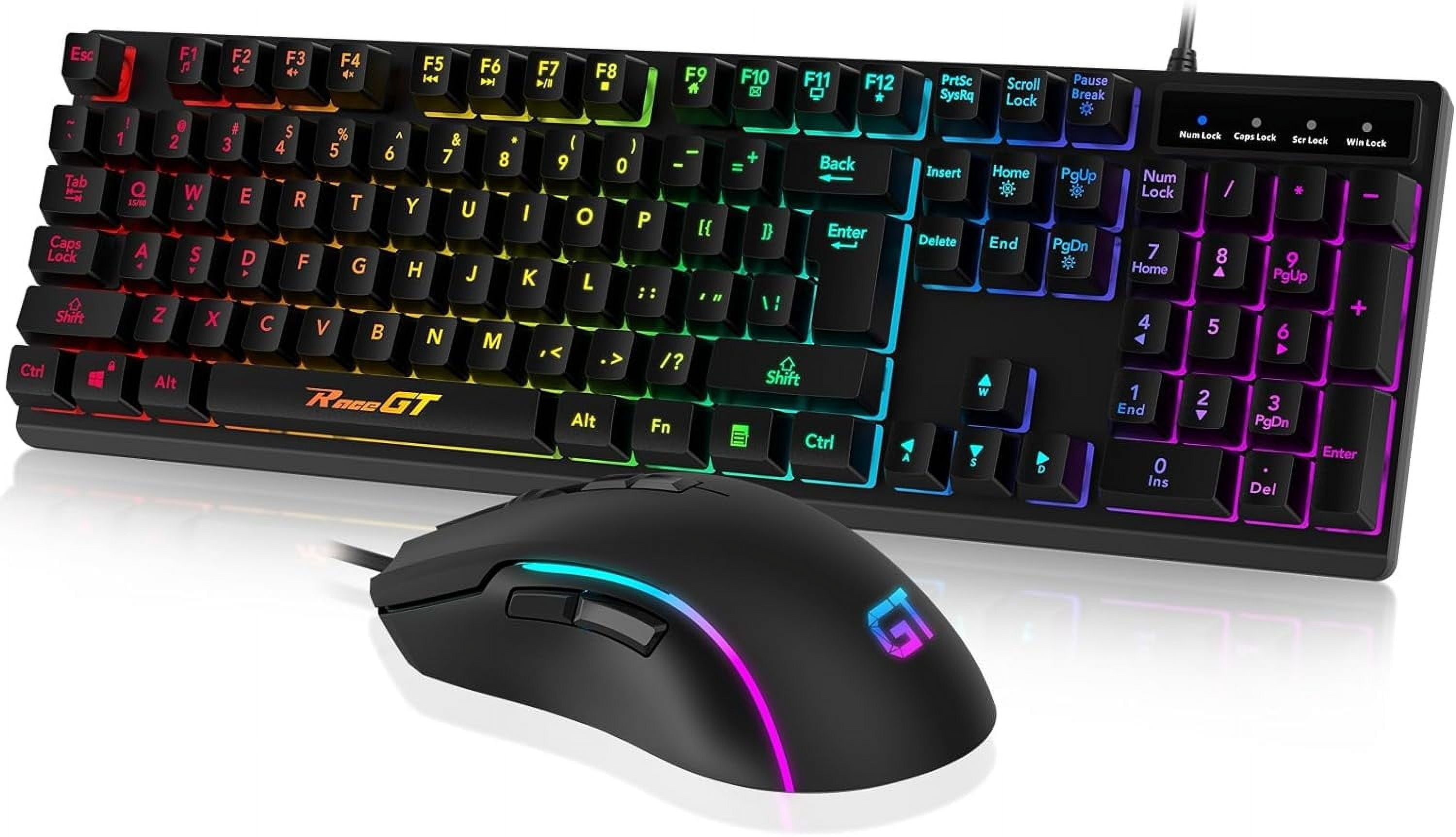 Trahoo Gaming Keyboard And Mouse Combo Usb Backlit 104 Keys Wired Keyboard Gaming 7 Buttons