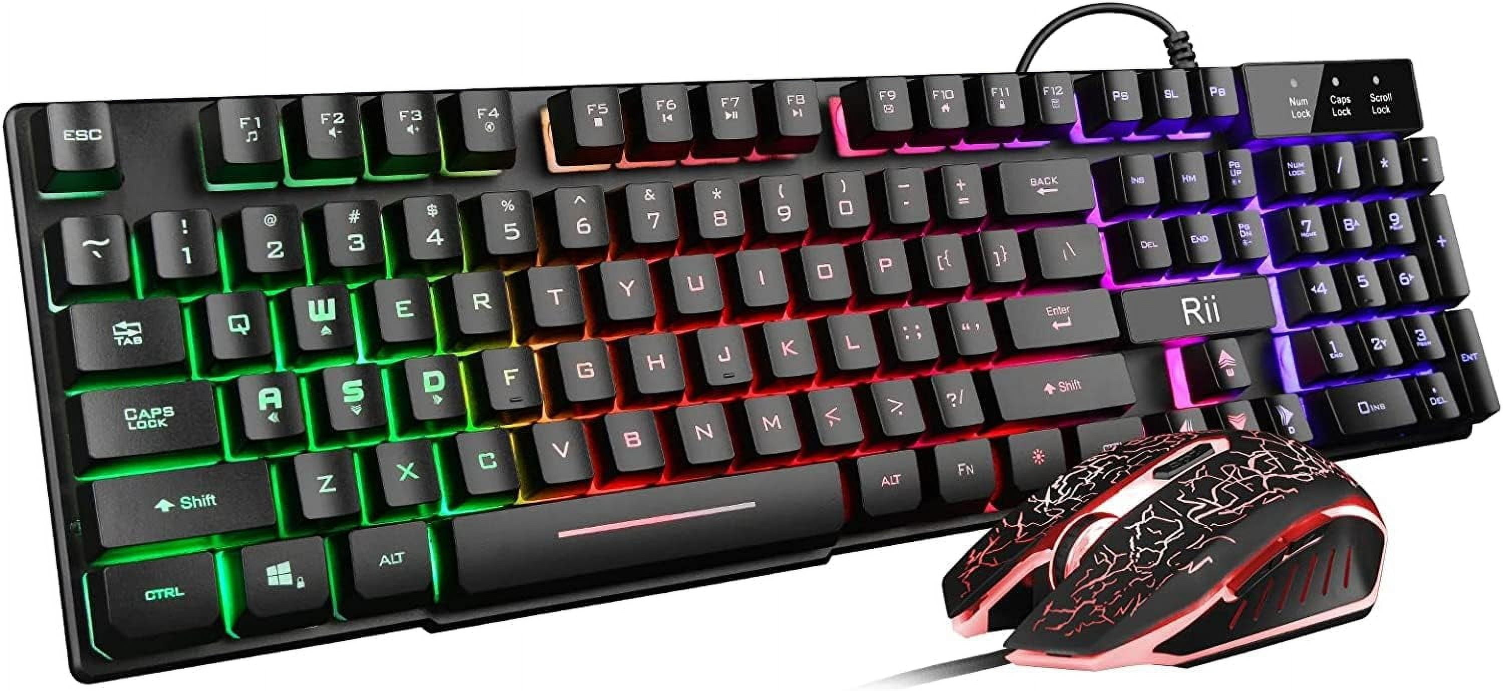 Trahoo Gaming Keyboard And Mouse Set Multiple Color Rainbow Led Backlit Multimedia Pc Gaming