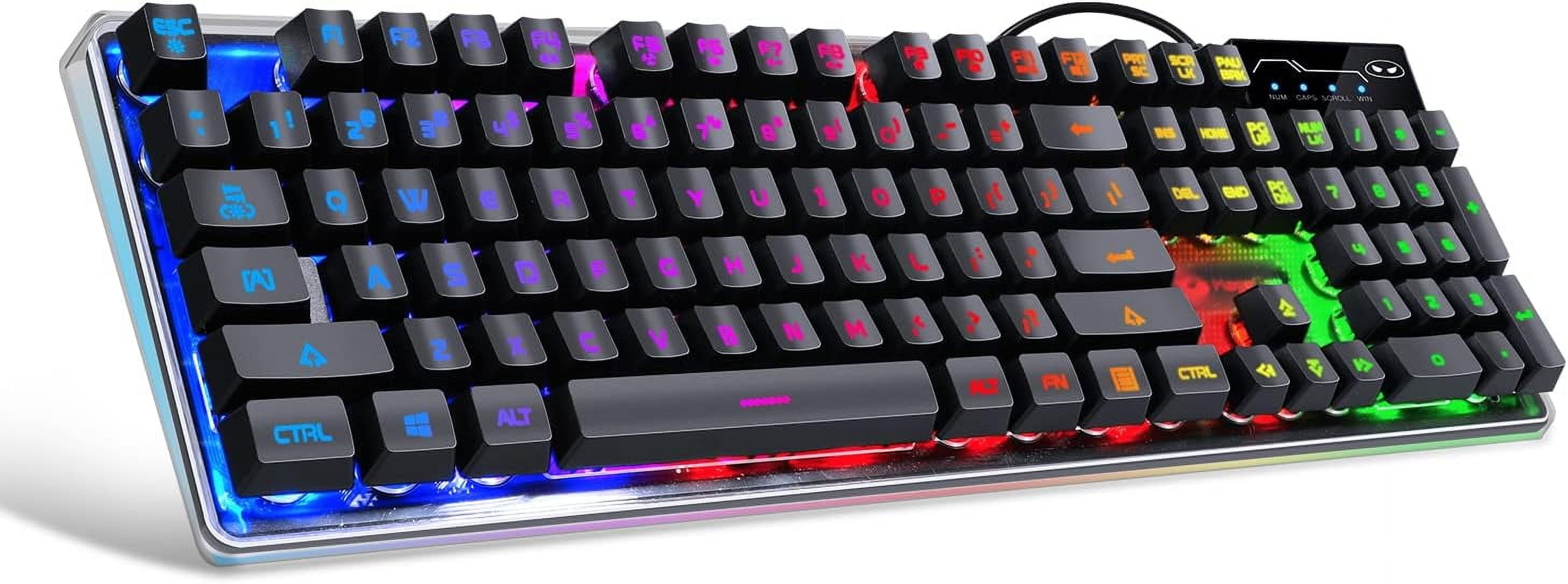 TRAHOO-Gaming Keyboard, Rainbow Backlit LED Wired Gaming Keyboard with ...