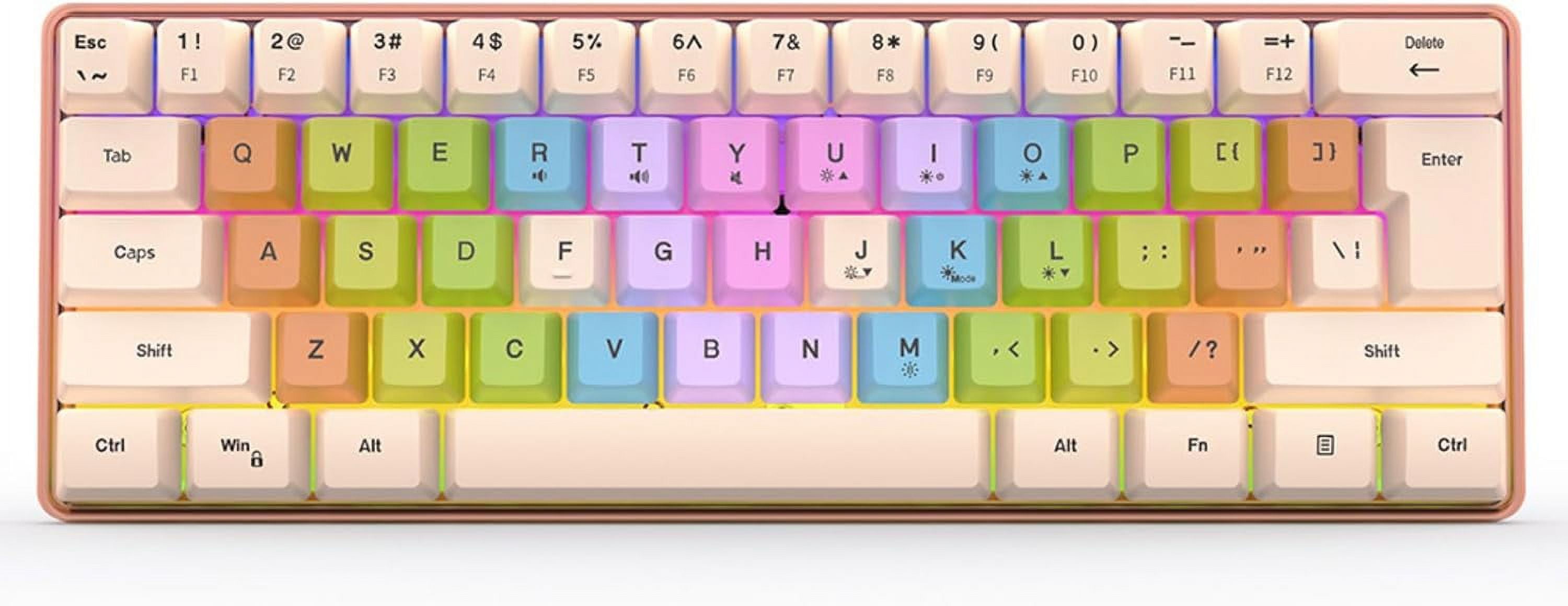 TRAHOO-Gaming Keyboard for Girl, 60 Percent Keyboard Color Cute ...