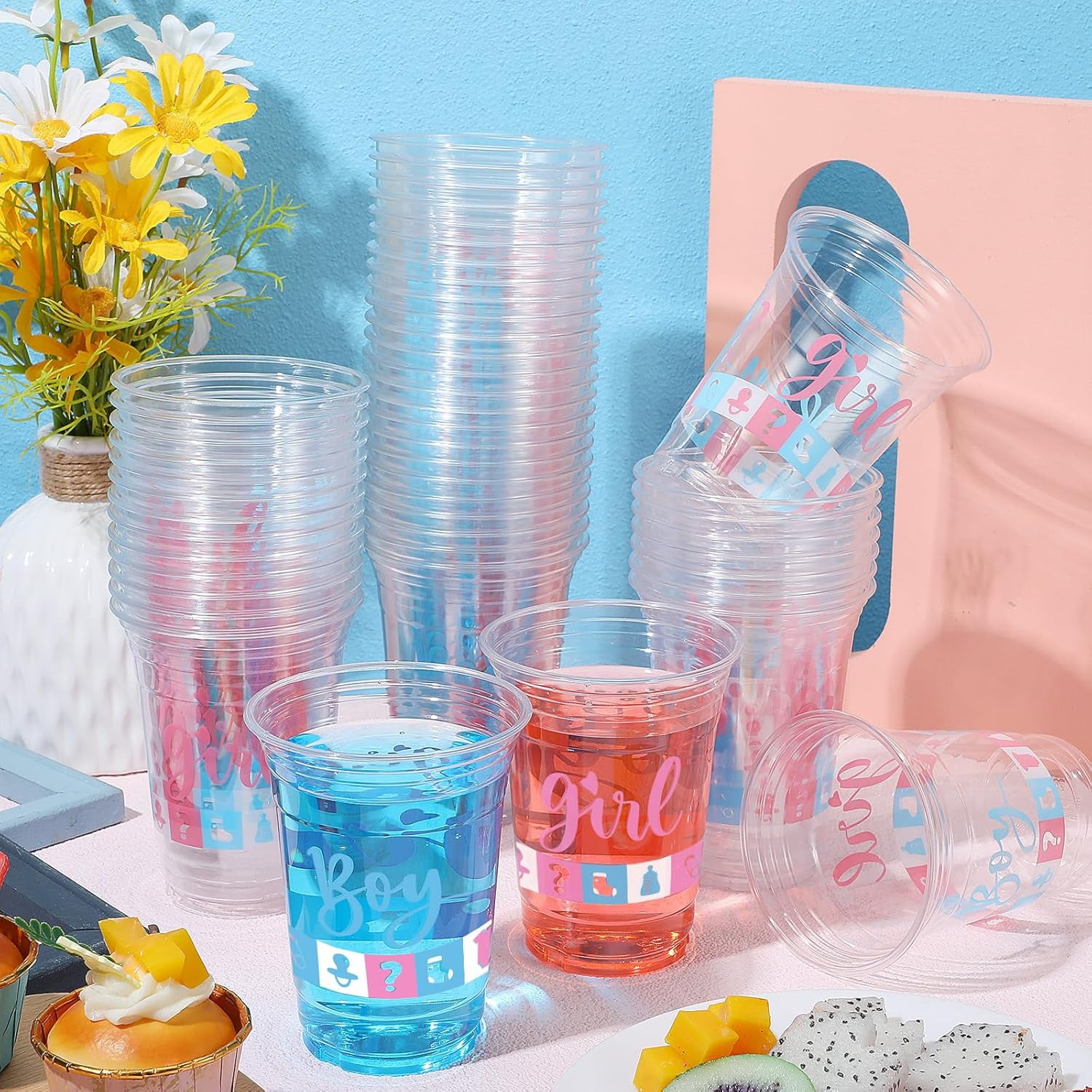 TRAHOO-Gender Reveal Party Plastic Cup 16 Oz Gender Reveal Cups Boy or ...