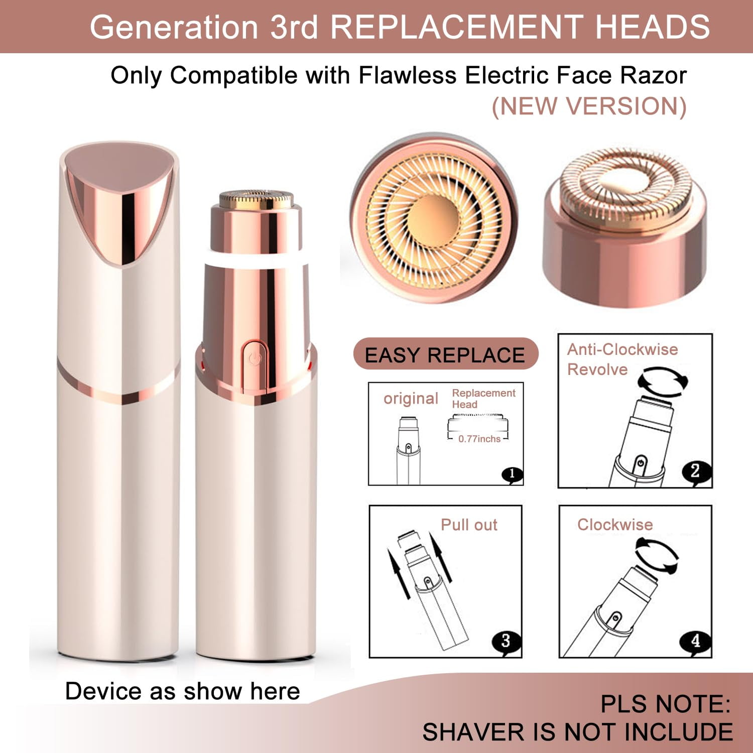 TRAHOO-【Generation 3rd】Replacement Heads for Flawless Facial Women Hair ...
