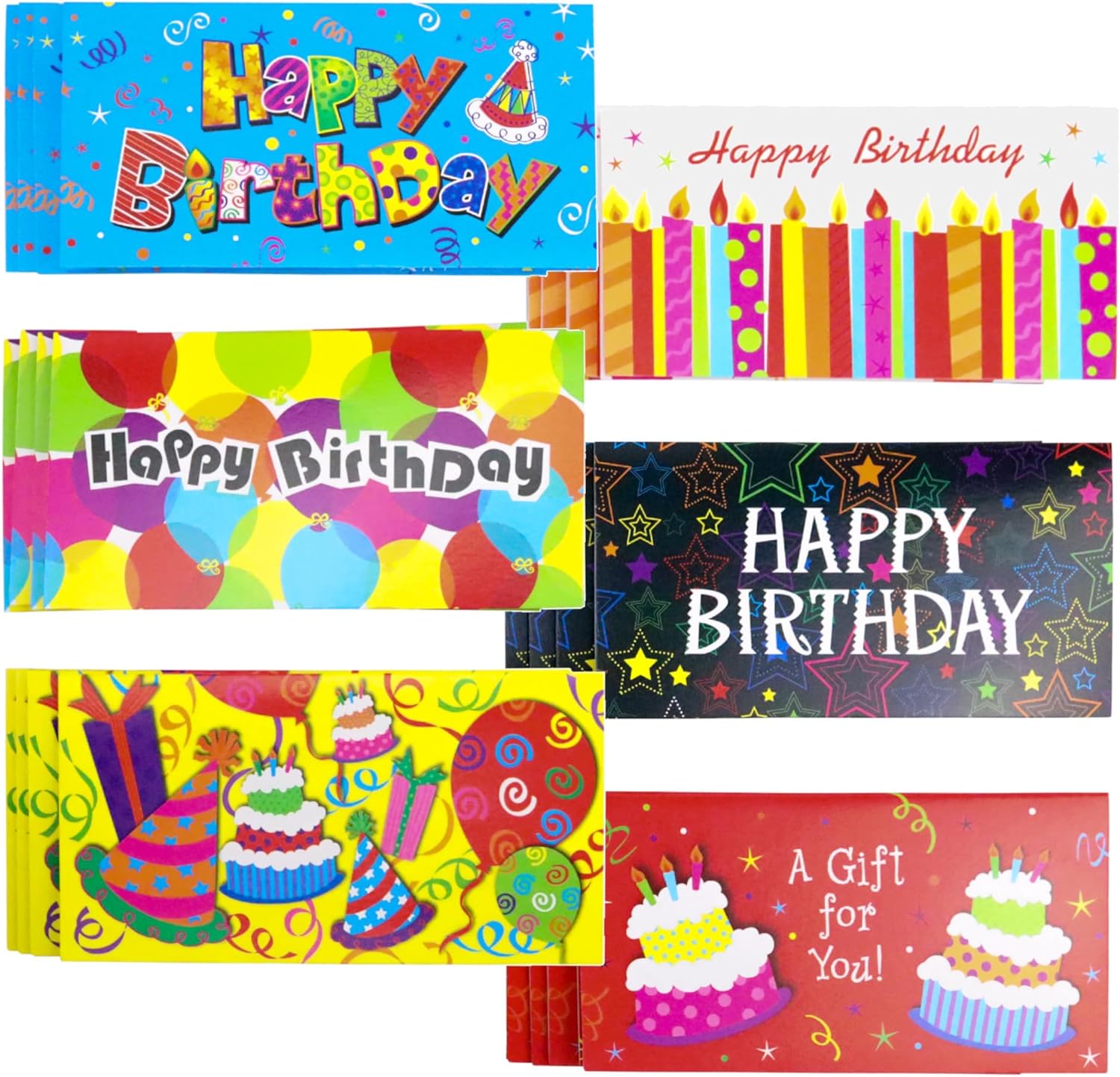 TRAHOO-Gift Card/Money Holders with Envelopes, Happy Birthday, 24-Pack ...