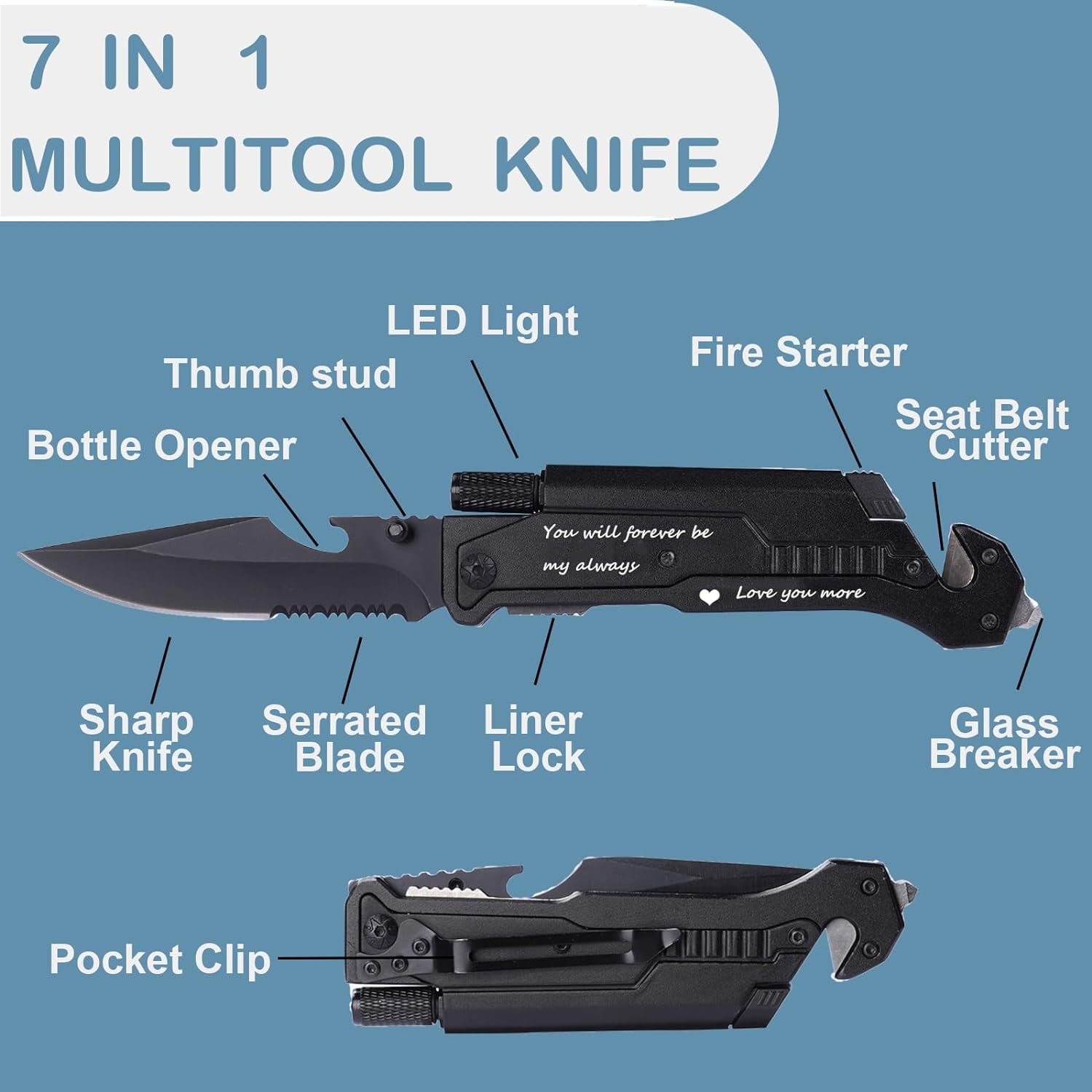 TRAHOO-Gifts for Men Husband Him, Engraved Pocket Knife, Valentinens Day Anniversary Birthday ...