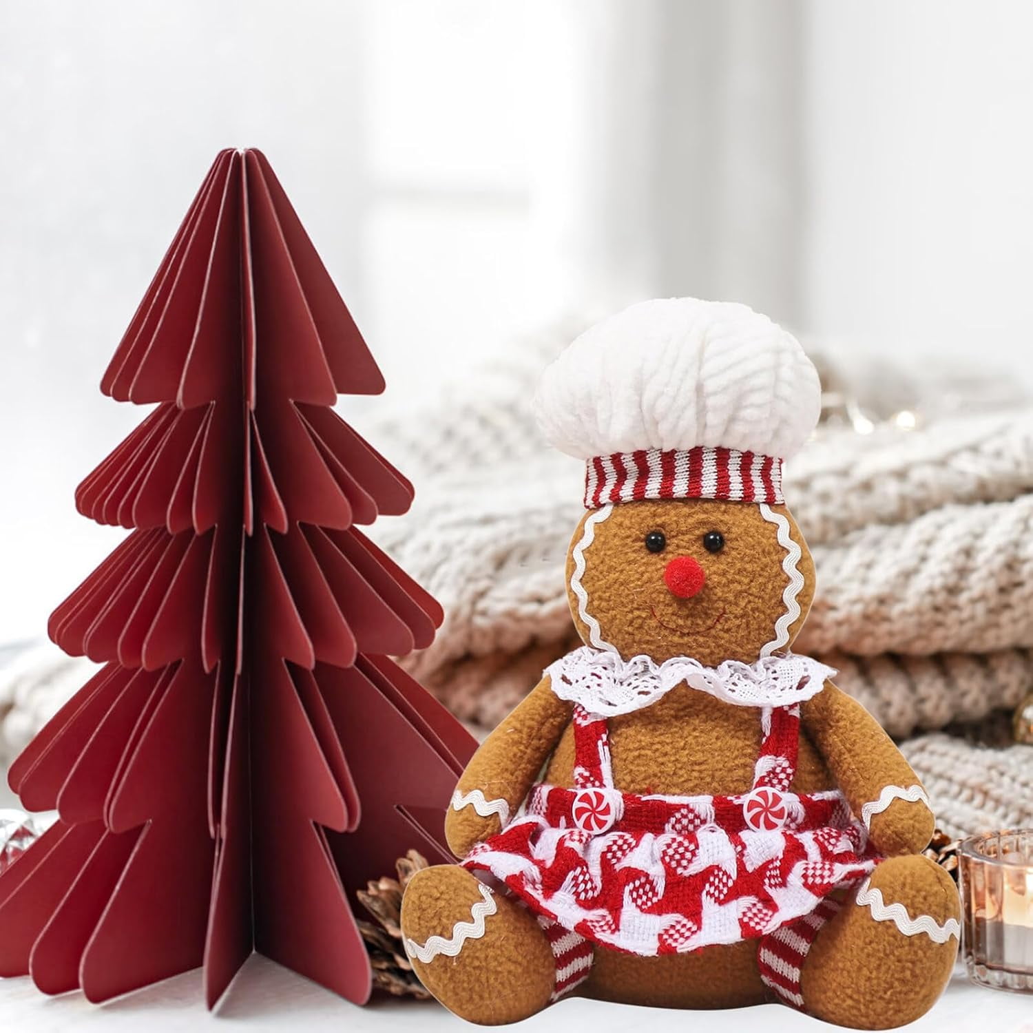 TRAHOO-Gingerbread Man Christmas Tree Topper Decorations, Ginger White ...