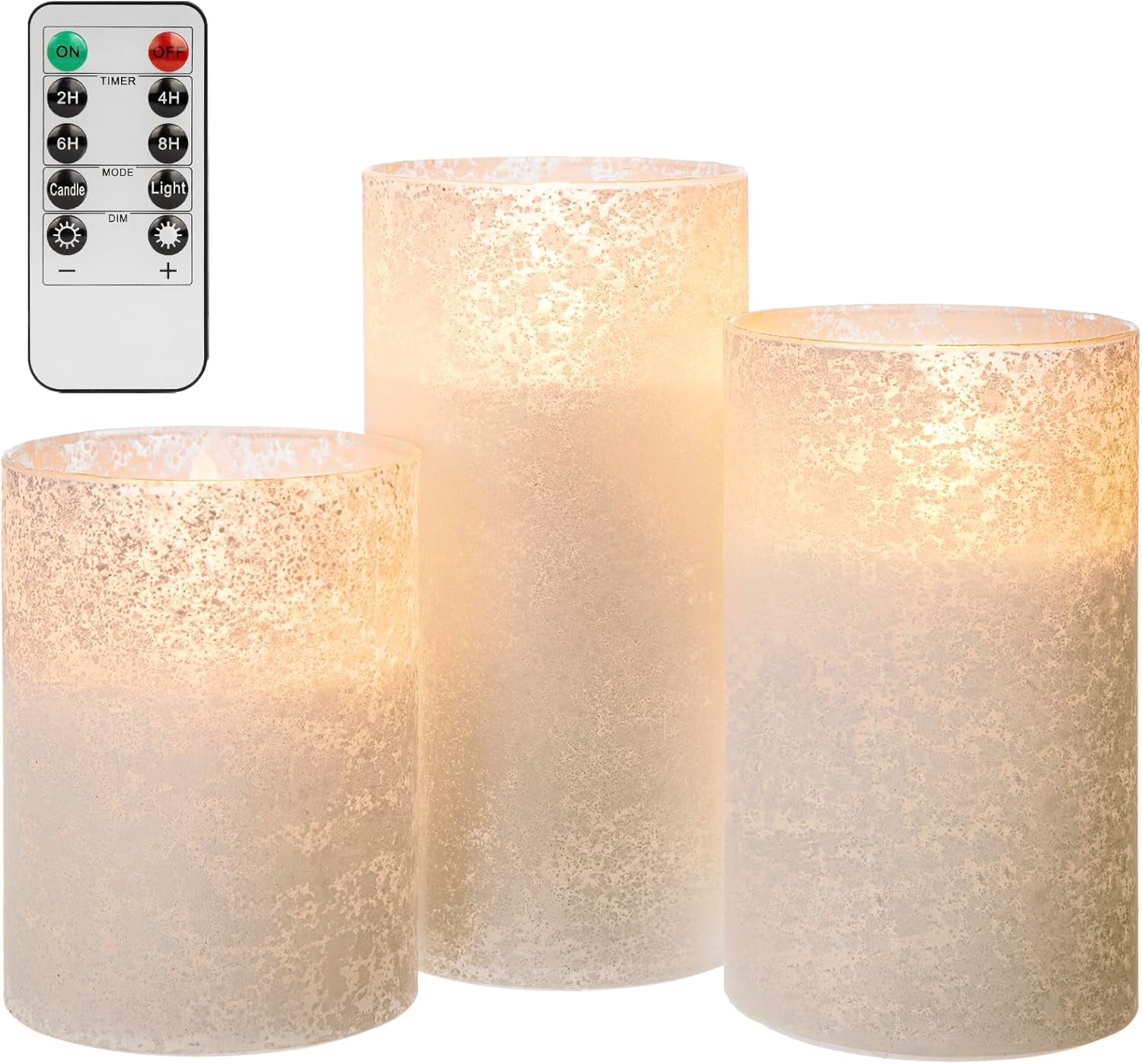 TRAHOO-Glass Electric Candles Battery Operated, Flickering Flameless ...