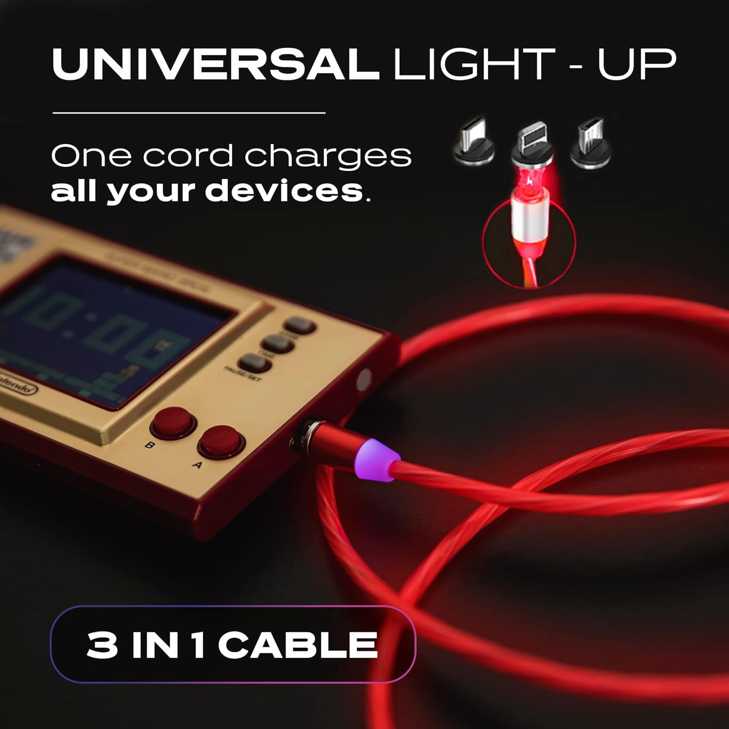 TRAHOO-GloBright Universal Light-Up Cable - Magnetic Smart Fast ...