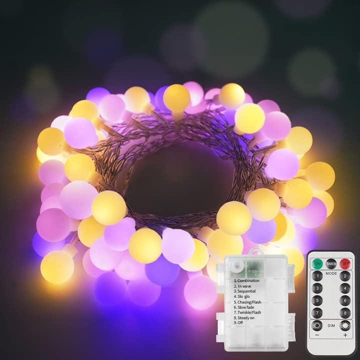 TRAHOO-Globe String Lights Outdoor Waterproof, 100 Led Colorful Globe ...