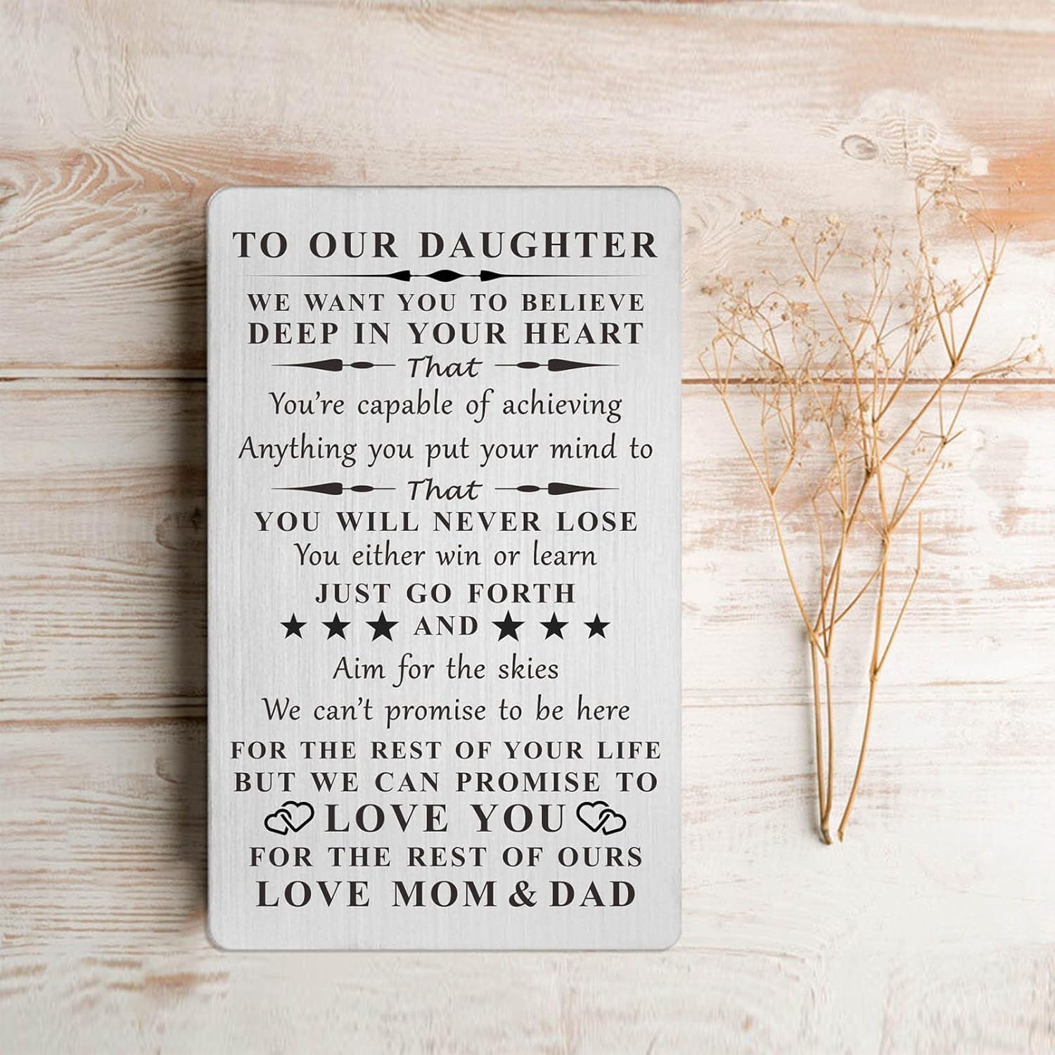 TRAHOO-Graduation Gift to Our Daughter from Mom and Dad, Metal Engraved ...