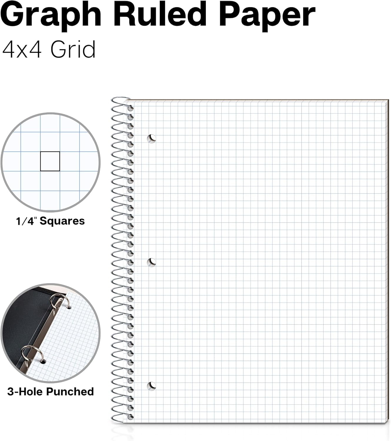 TRAHOO-Graph Paper Notebook 8.5 x 11 (Black) Plastic Cover, 100 Sheets ...