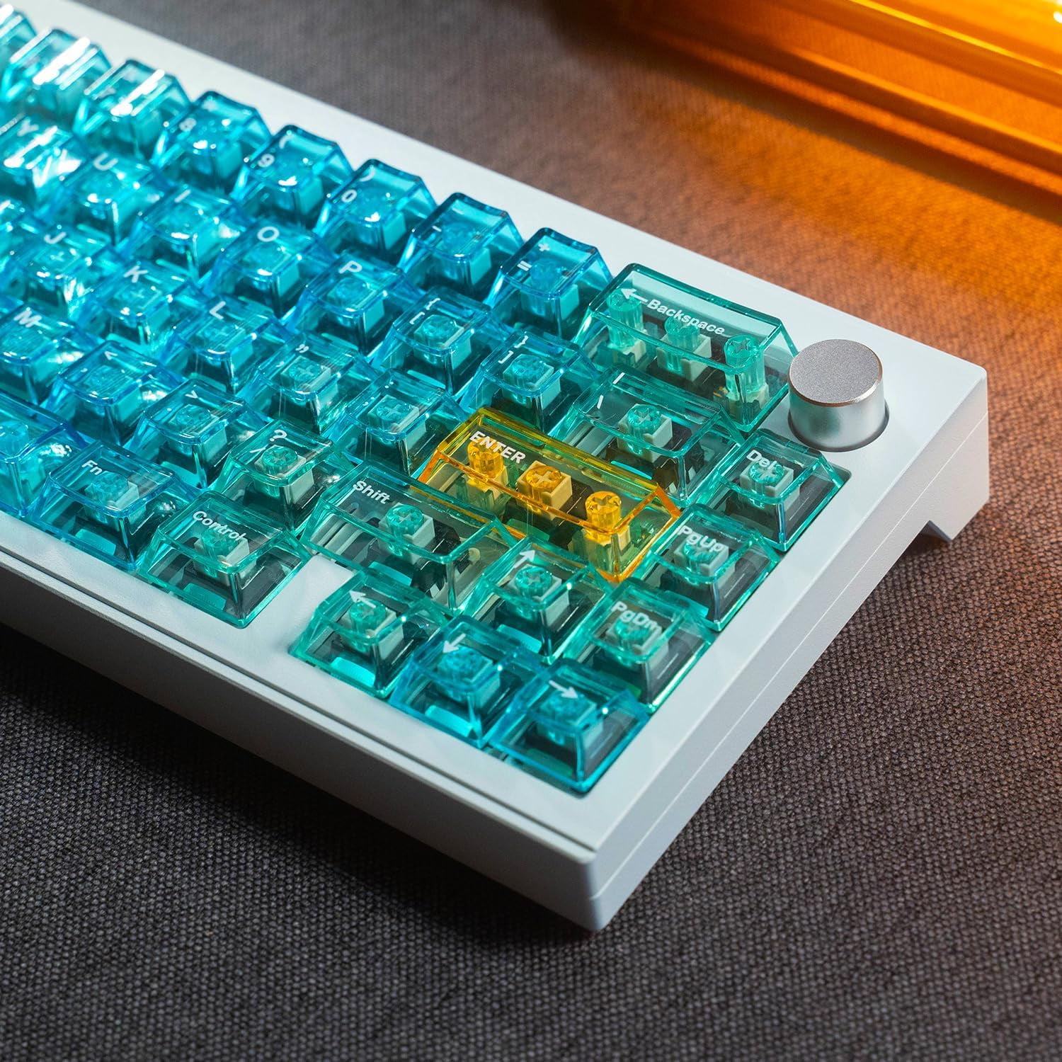 TRAHOO-Green Gradual Crystal Clear Keycaps Set, 156 Keys Cherry Profile ...