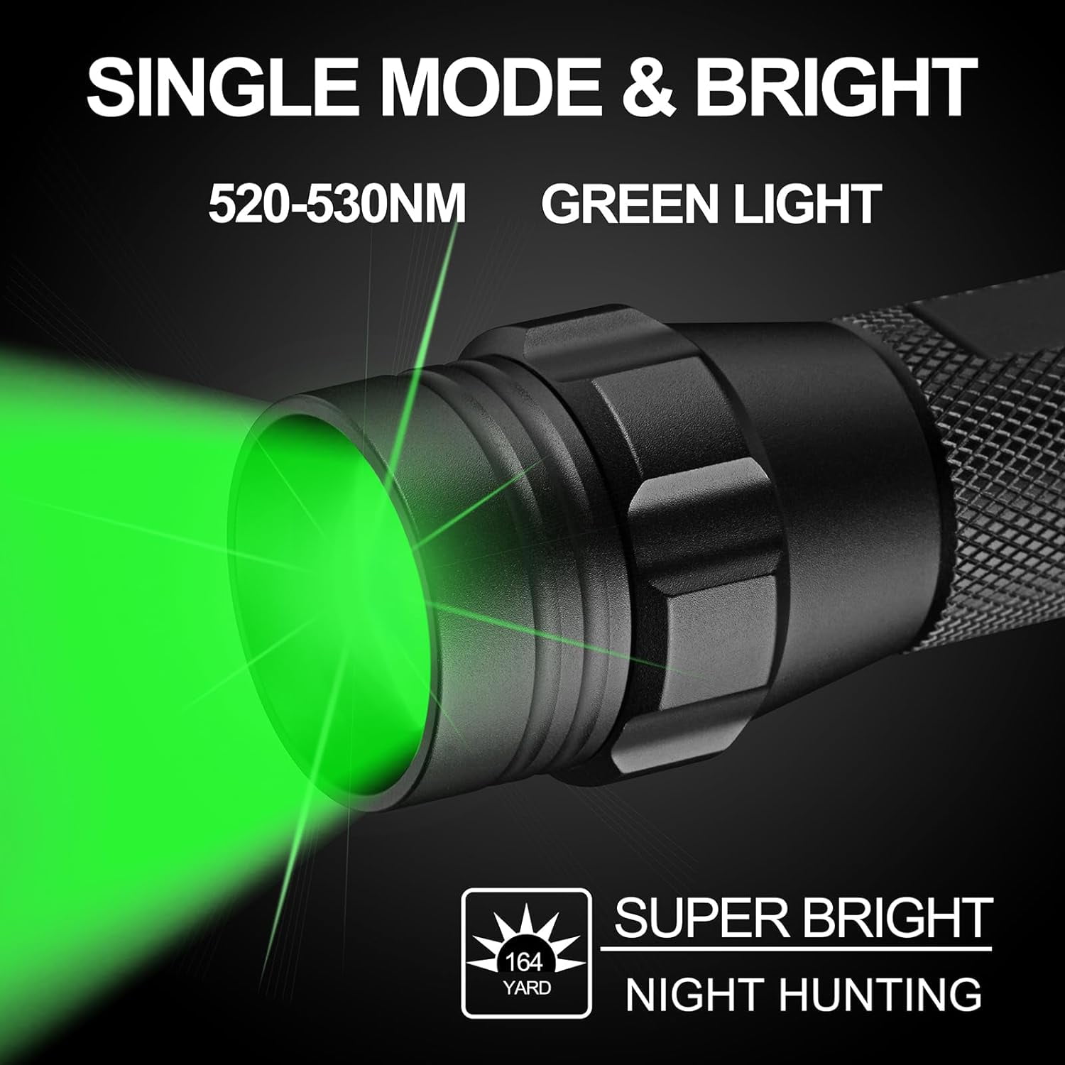TRAHOO-Green Light Flashlight, Zoomable LED Green Hunting Light, 520 ...