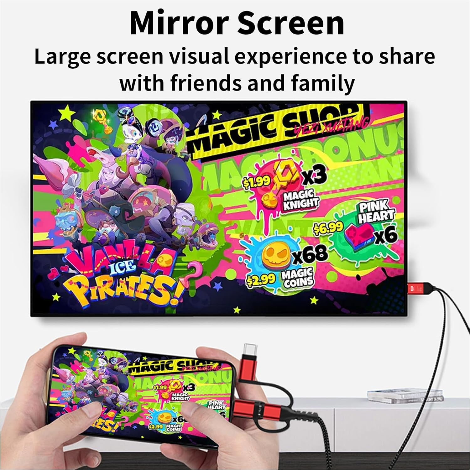 TRAHOO-HDMI Adapter for TV 3 in 1 Phone to TV Adapter Sync Screen ...