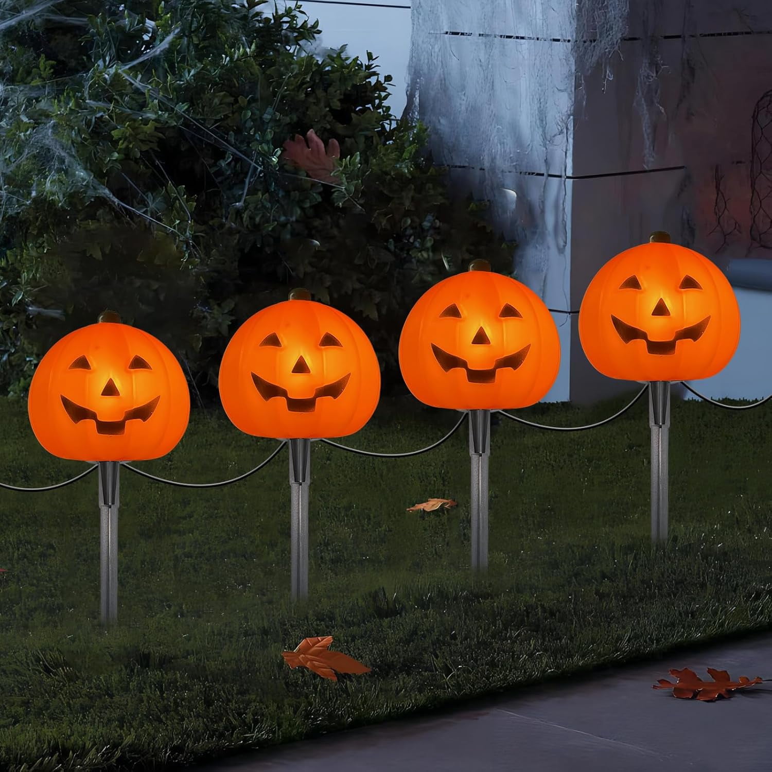 TRAHOO-Halloween Pumpkin Pathway Lights, 4PCS Halloween 3D Pumpkin ...