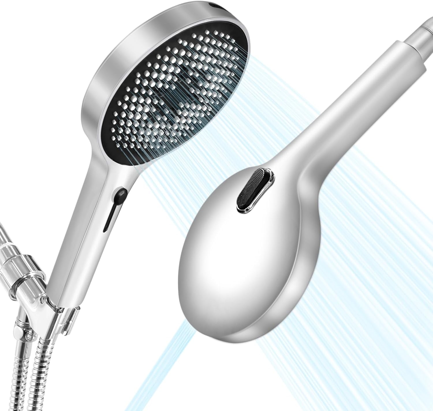 TRAHOO-Handheld Shower Head with Anti-clog Nozzles, Sliding Adjustment Switch, Wall & Angle ...