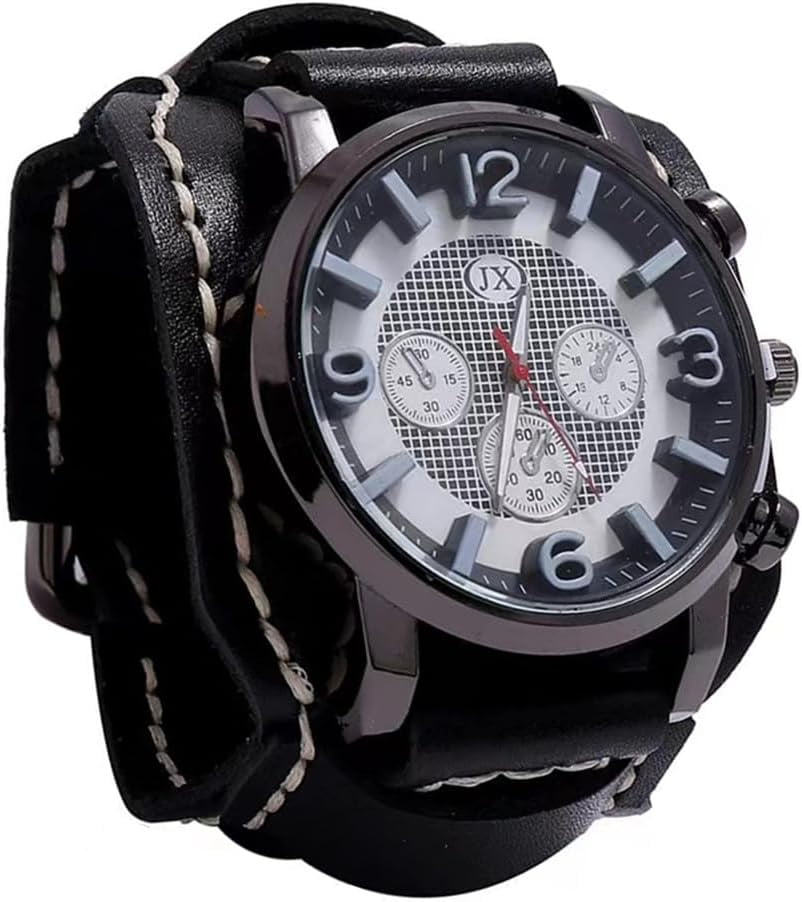 TRAHOO-Handmade Men Watches Vintage Punk Hiphop Gothic Wide Genuine ...