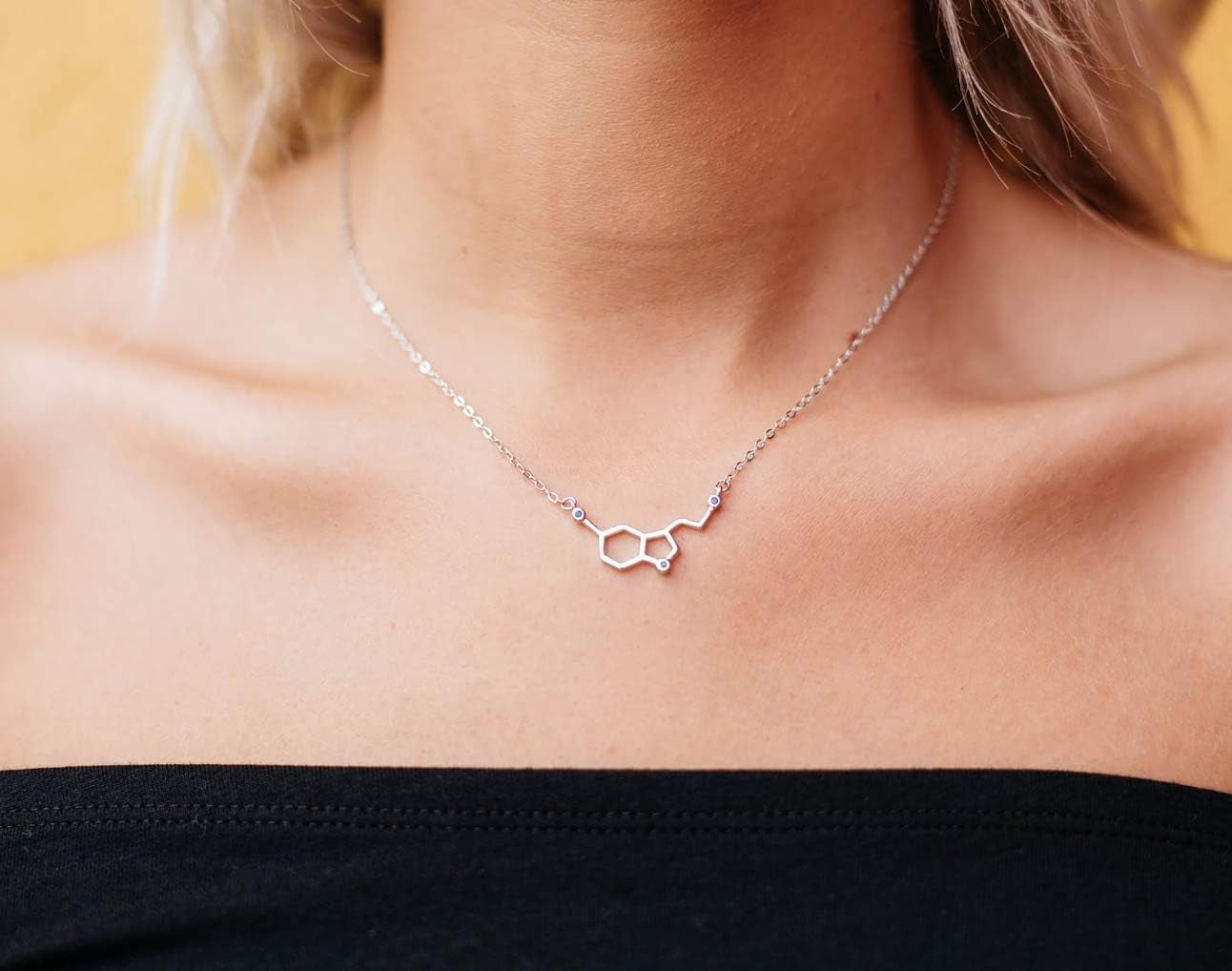 TRAHOO-Happiness Serotonin Molecule Necklace With Gems For Women, Ideal ...