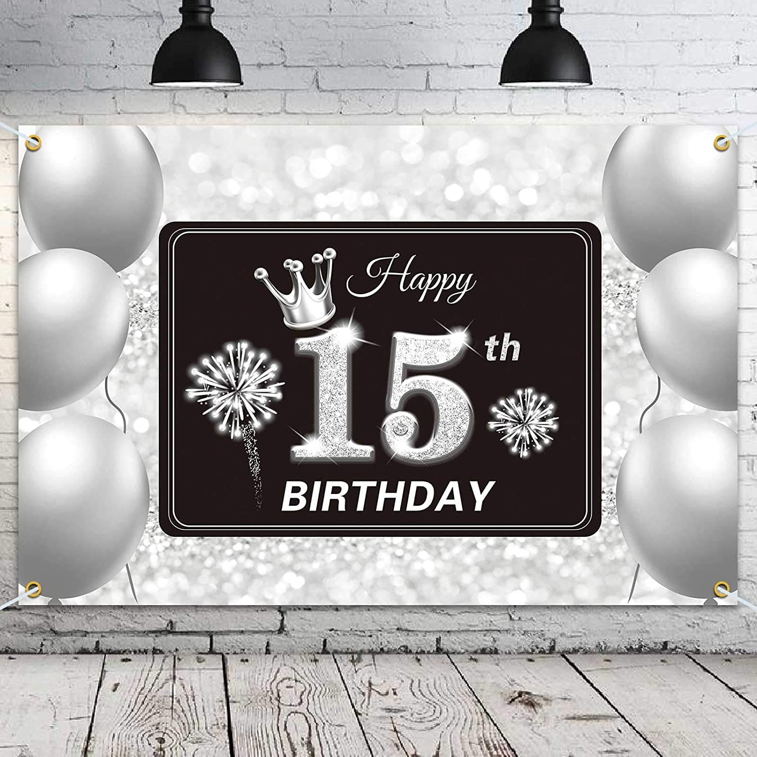 TRAHOO-Happy 15th Birthday Backdrop Banner - 15 Birthday Party ...