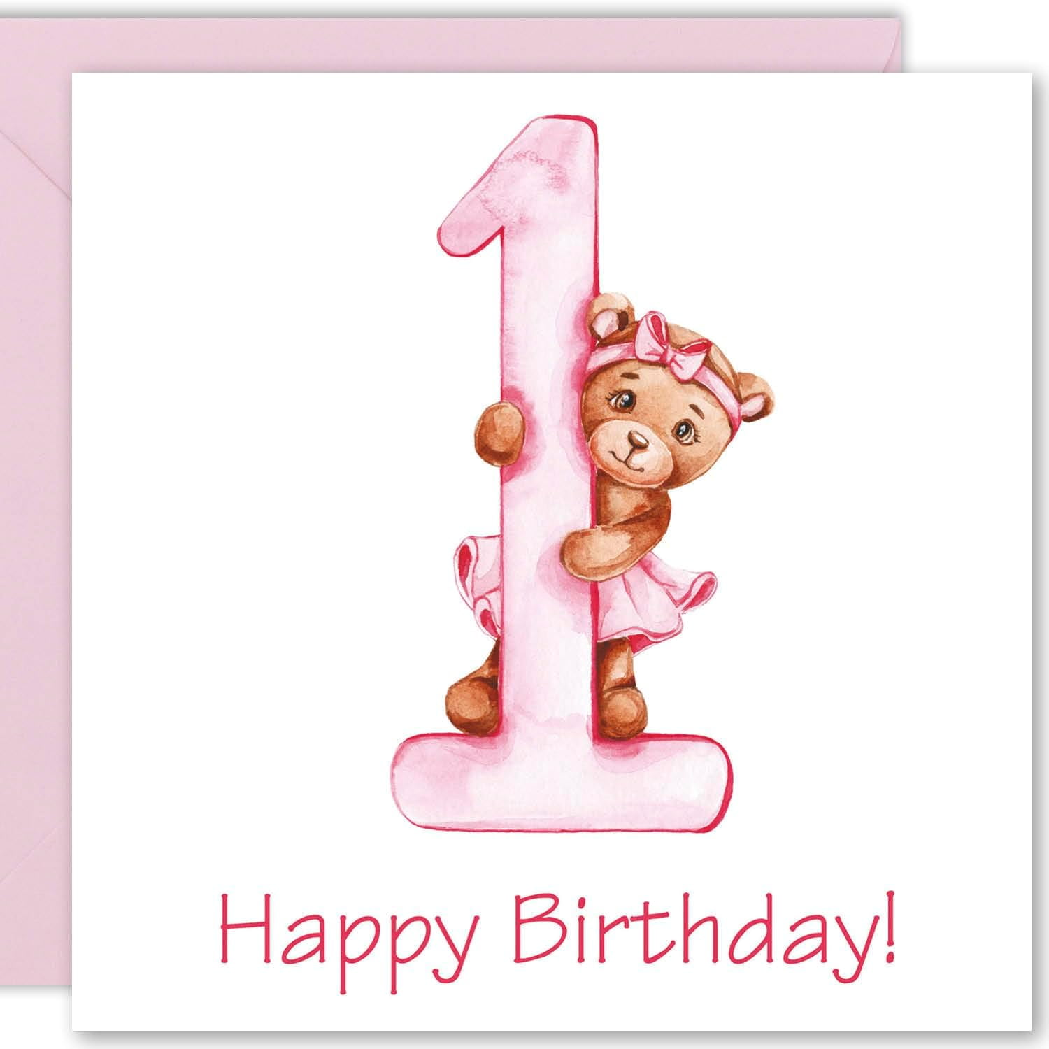 TRAHOO-- Happy 1st Birthday - Bear Birthday Card for Baby - Happy ...