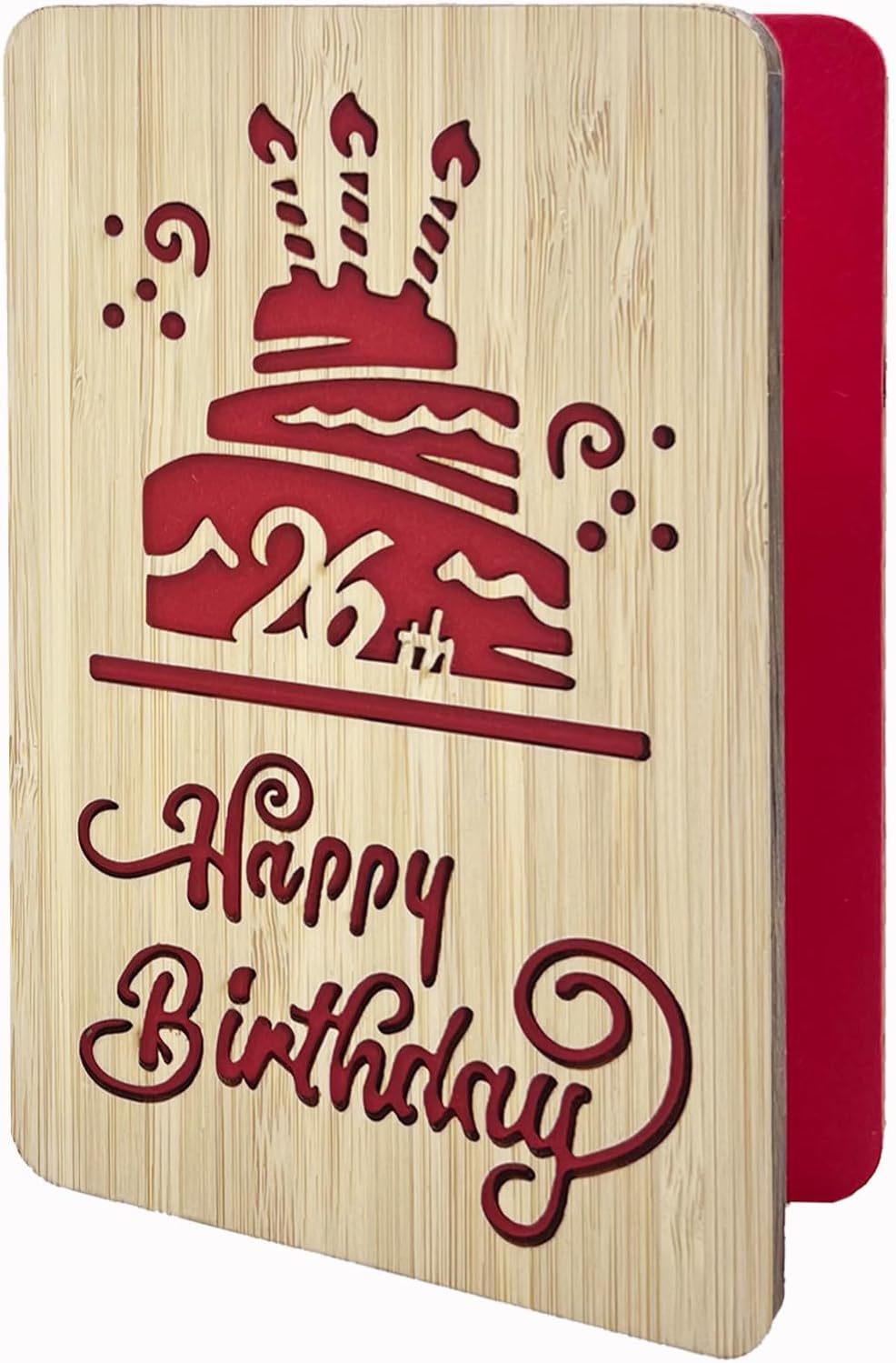 TRAHOO-Happy 26th Birthday Greeting Card,Handmade Birthday Card,Wooden ...