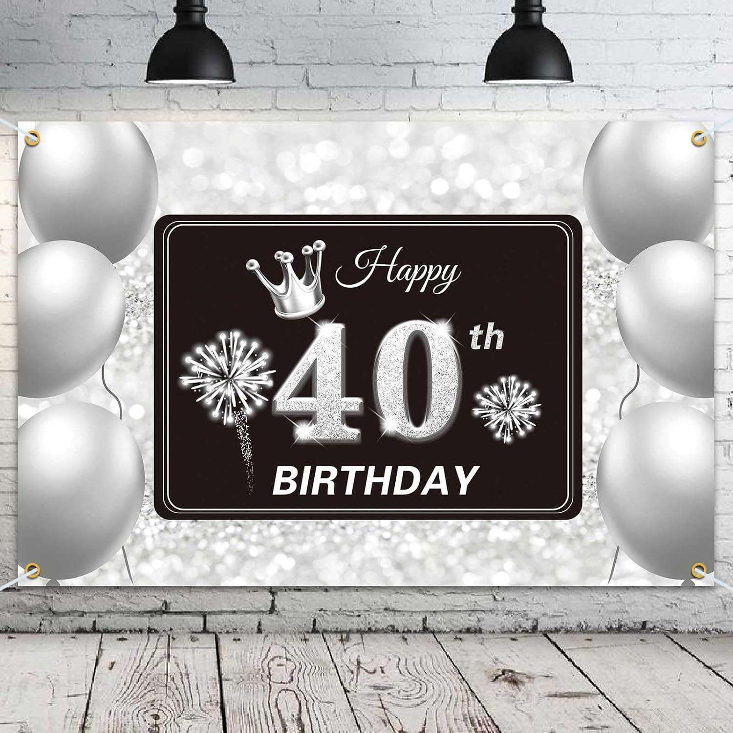 TRAHOO-Happy 40th Birthday Backdrop Banner - 40 Birthday Party ...