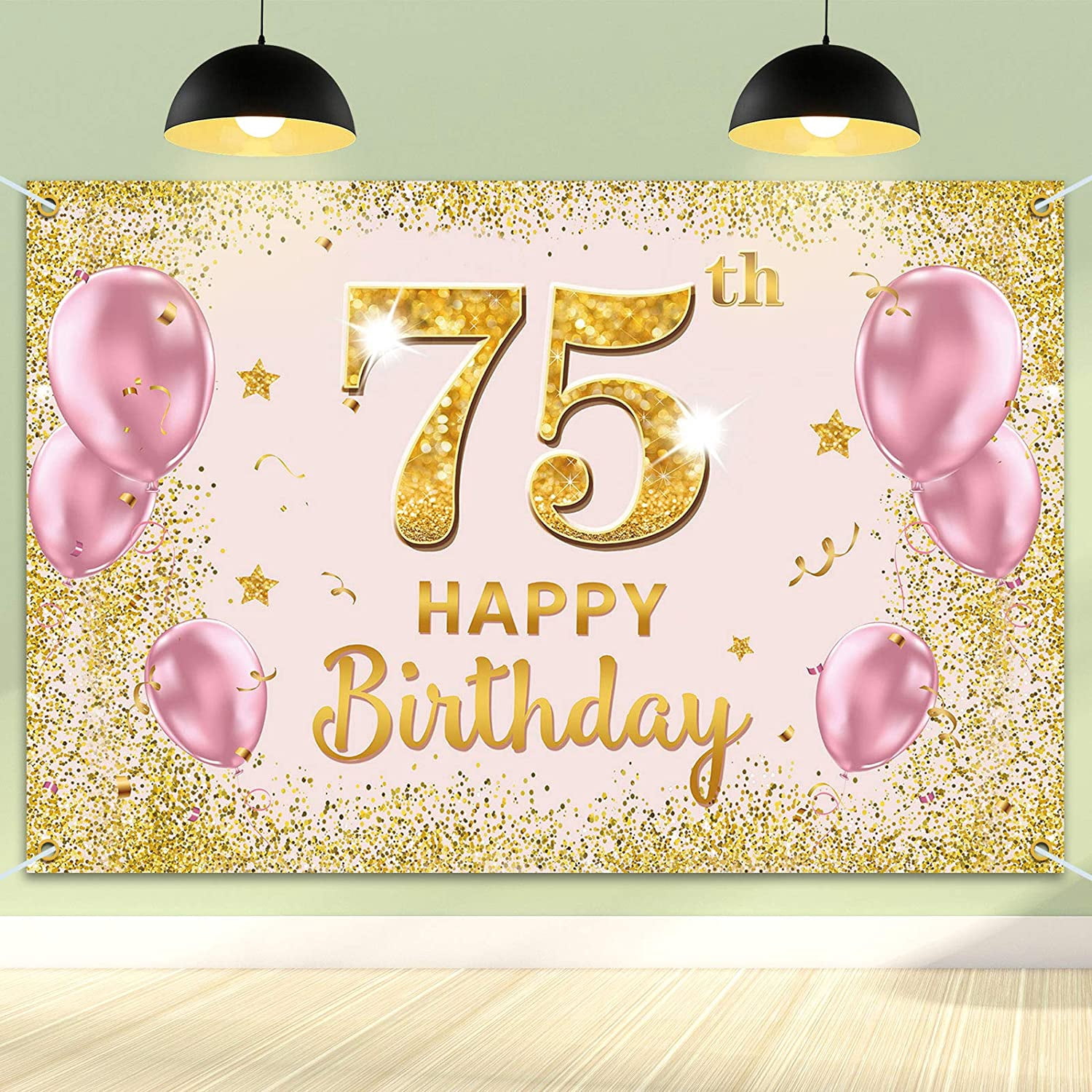 TRAHOO-Happy 75th Birthday Backdrop Banner - 75 Birthday Party ...