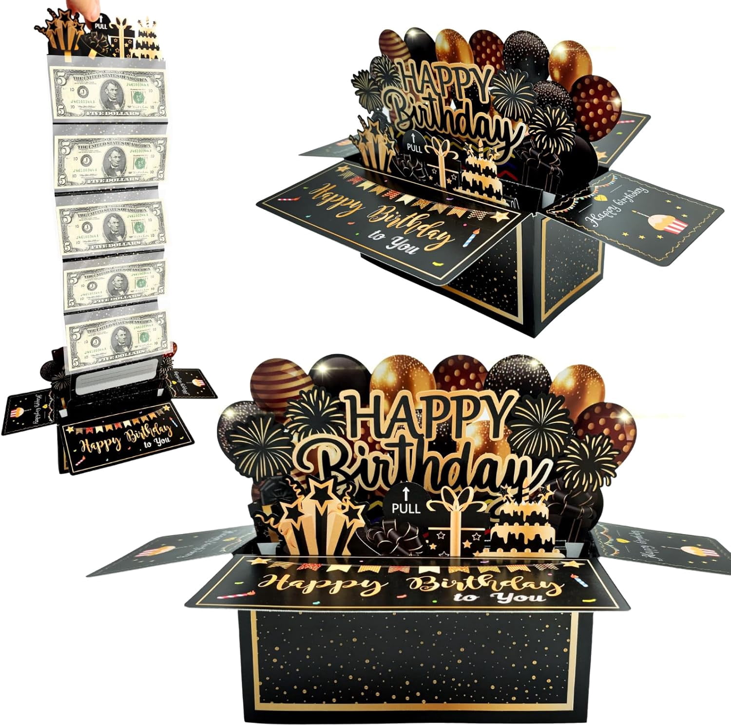 TRAHOO-Happy Birthday Money Gift Boxes for Cash, Money Pull Box Happy ...