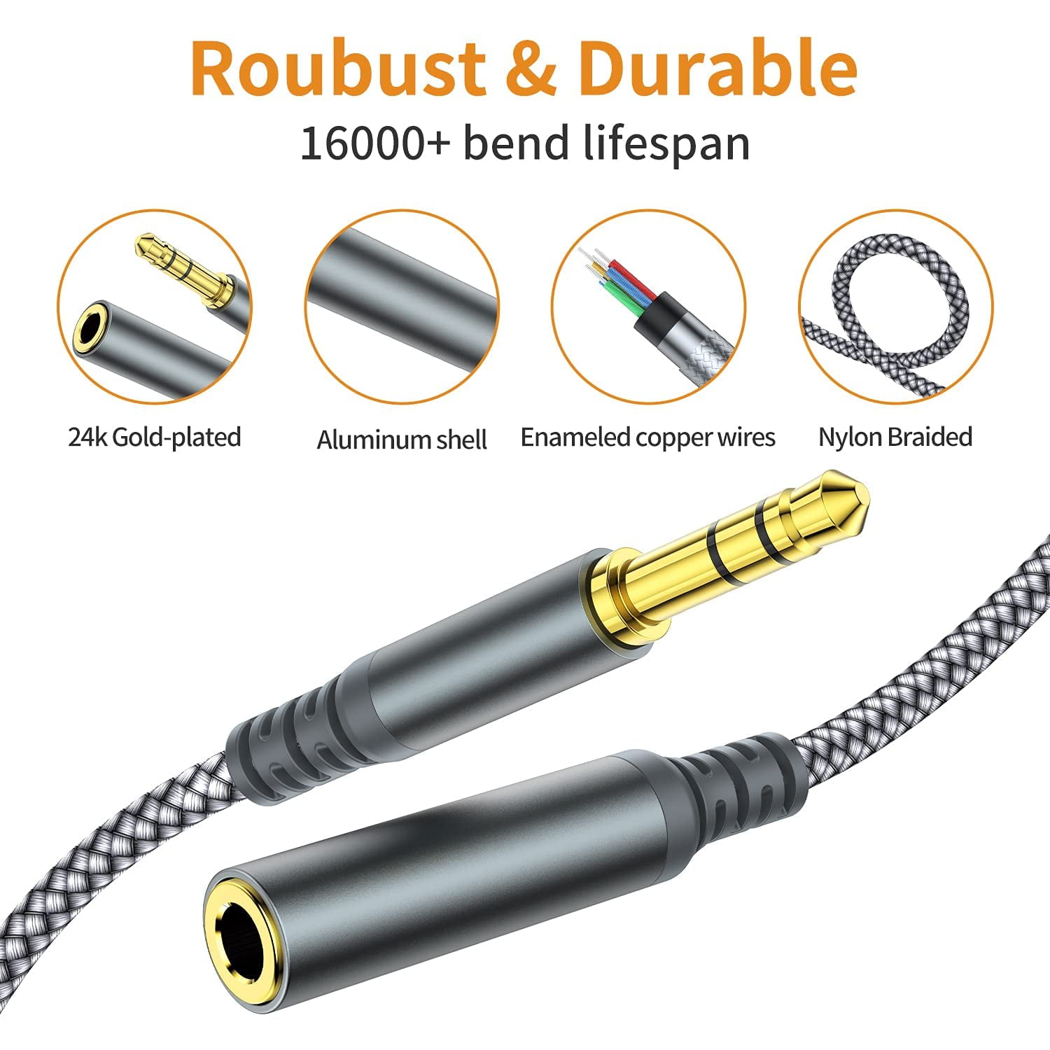 TRAHOO-Headphone Extension Cable, [2-Pack, 3.3ft Hi-Fi ] 3.5mm ...