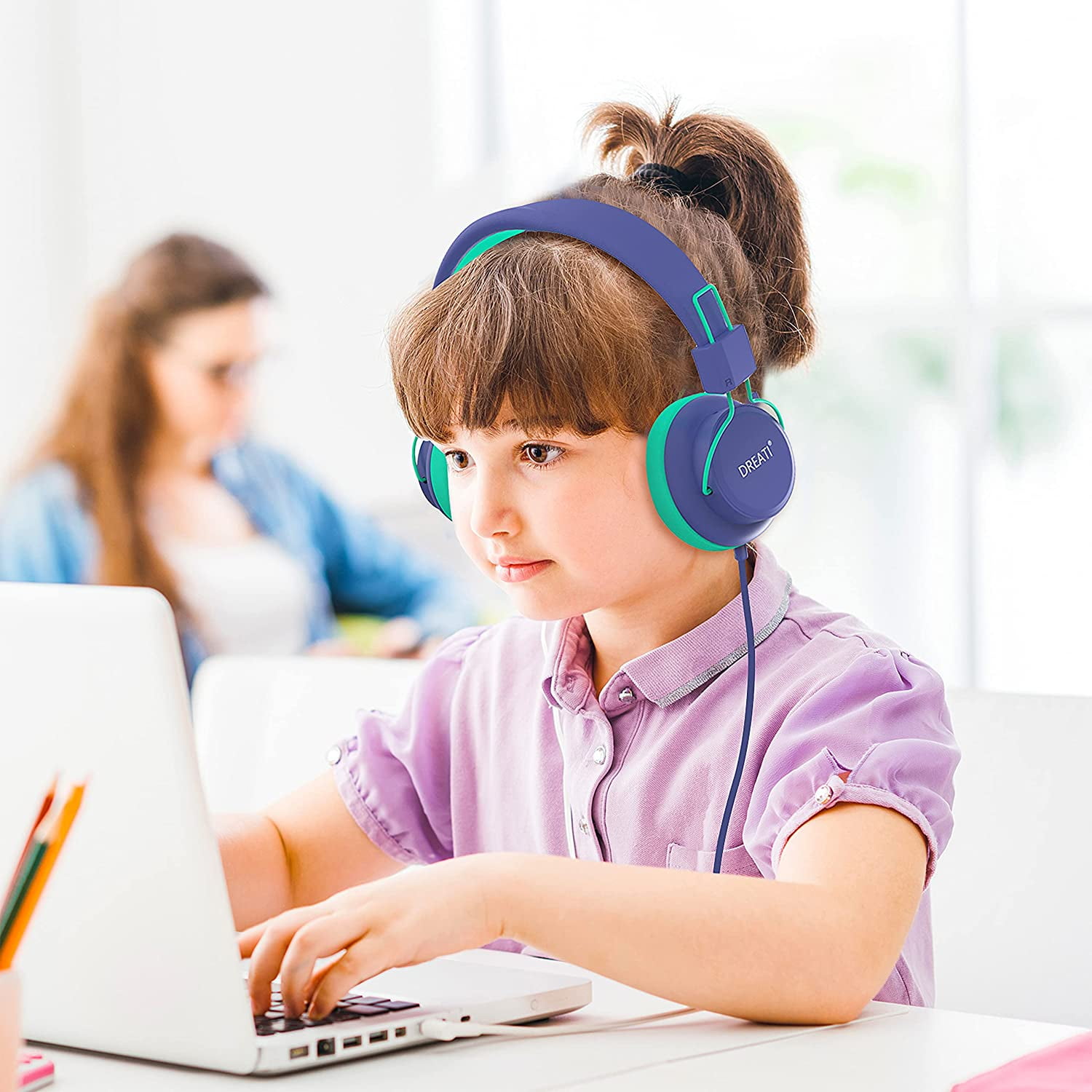 TRAHOO-Headphones for Kids Wired with Microphone (Blue) - Walmart.com