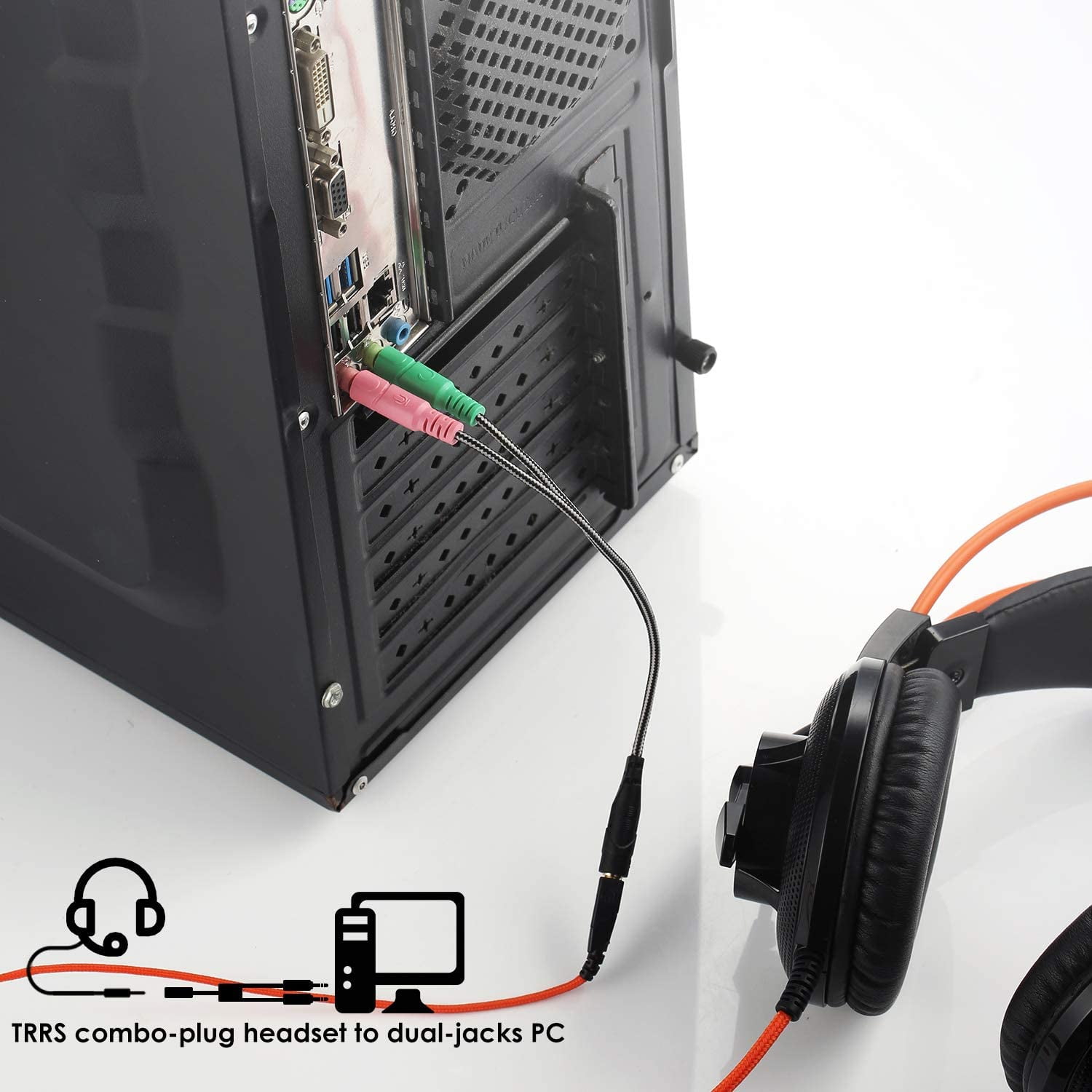 TRAHOO-Headset Adapter (3.3 Feet) 3.5mm Audio Jack Y Cable Headphone ...