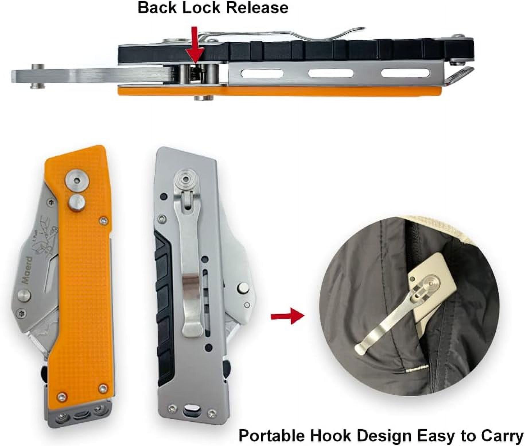 TRAHOO-Heavy Duty Folding Utility Knife, Quick Change Box Cutter Pocket ...