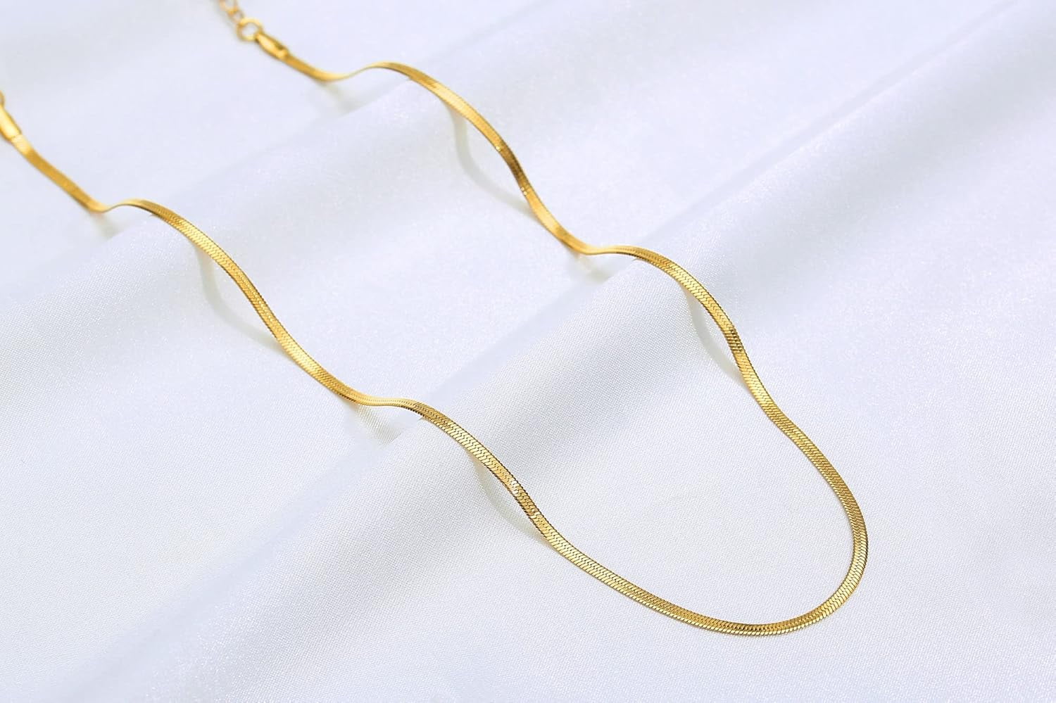 TRAHOO-Herringbone Necklace for Women, Gold Choker Necklaces, 14K Gold Plated Surgical Stainless ...