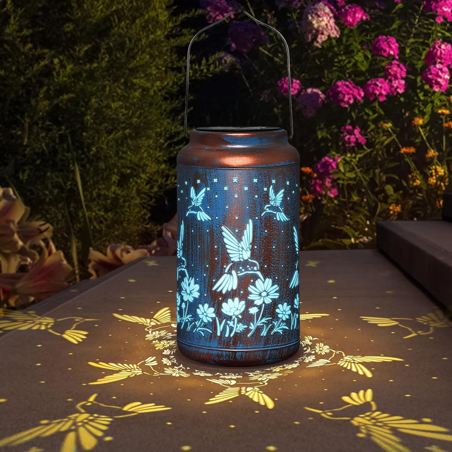 TRAHOO-Hummingbird Lantern Solar Hanging Lights Outdoor Decorative ...