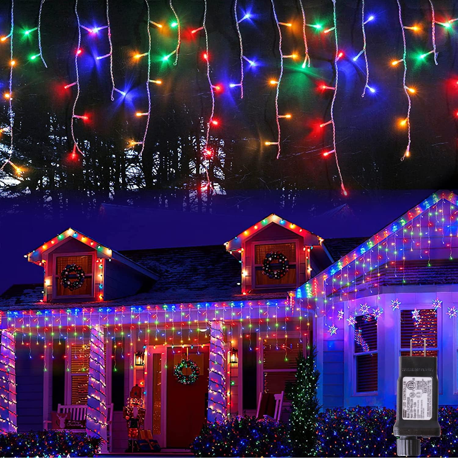 TRAHOO-Icicle Lights Outdoor Multicolor Christmas Lights 32.8 Ft 300 ...