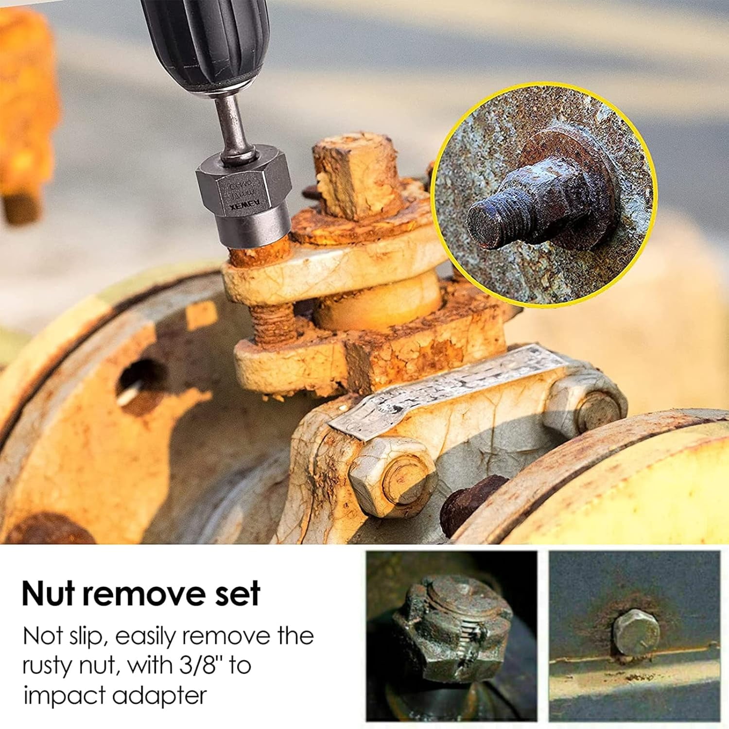 TRAHOO-Impact Bolt & Nut Remover Set, 8PCS 3/8" Drive Bolt Extractor ...