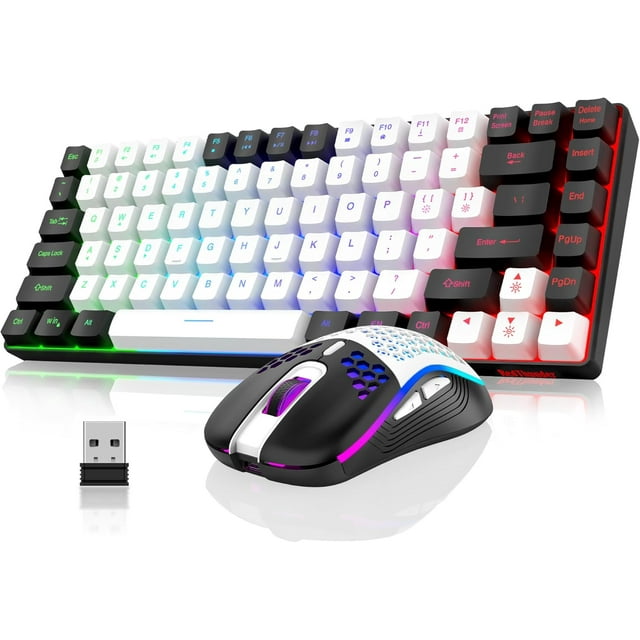 Trahoo K84 Wireless Keyboard And Mouse Combo Rainbow Backlit