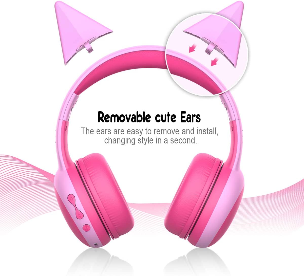 TRAHOO-Kids Bluetooth Headphones with Microphone,Toddler Wireless ...